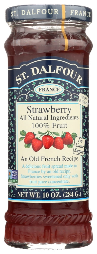 St Dalfour Fruit Spread Deluxe 100 Percent Fruit Strawberry, 10 Oz ...