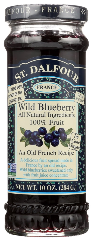 St Dalfour Fruit Spread Deluxe 100 Percent Fruit Wild Blueberry, 10 Oz ...