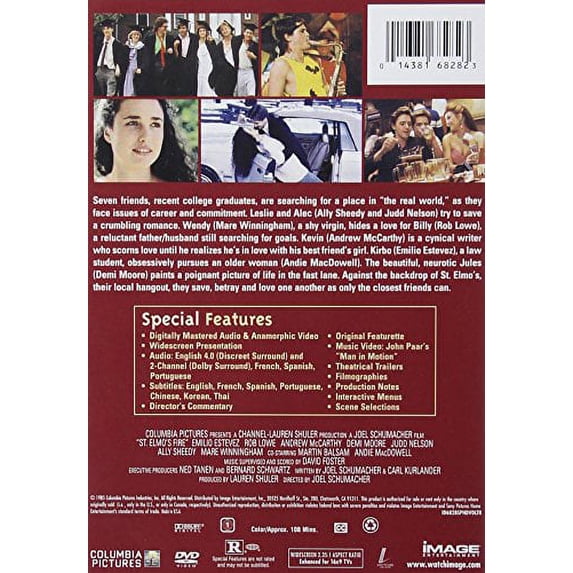 St. Elmo's Fire DVD - Drama Film by Joel Schumacher Starring Emilio ...