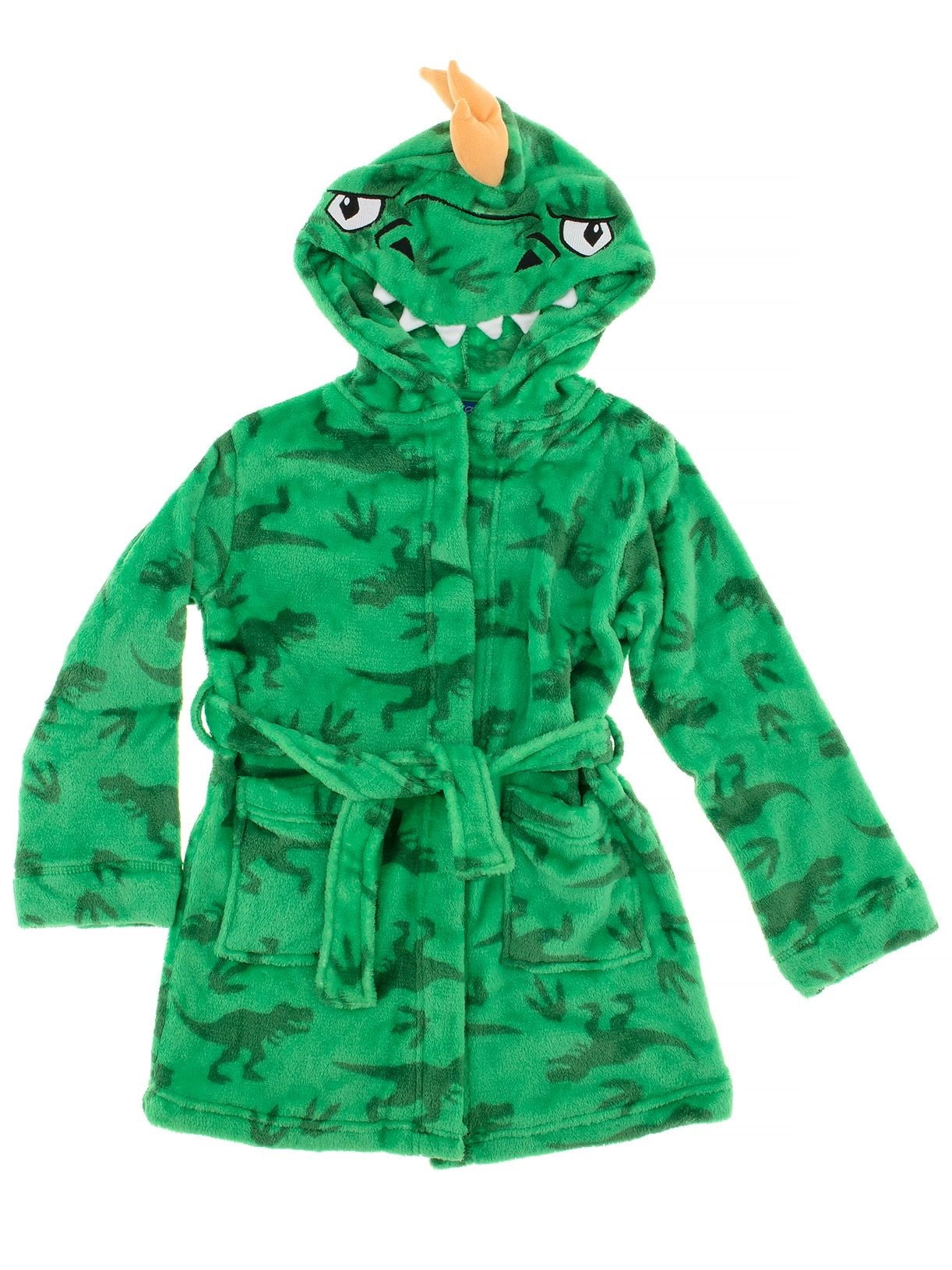 St. Eve Boys Green Dinosaur Hooded Fleece Bathrobe - Walmart.com
