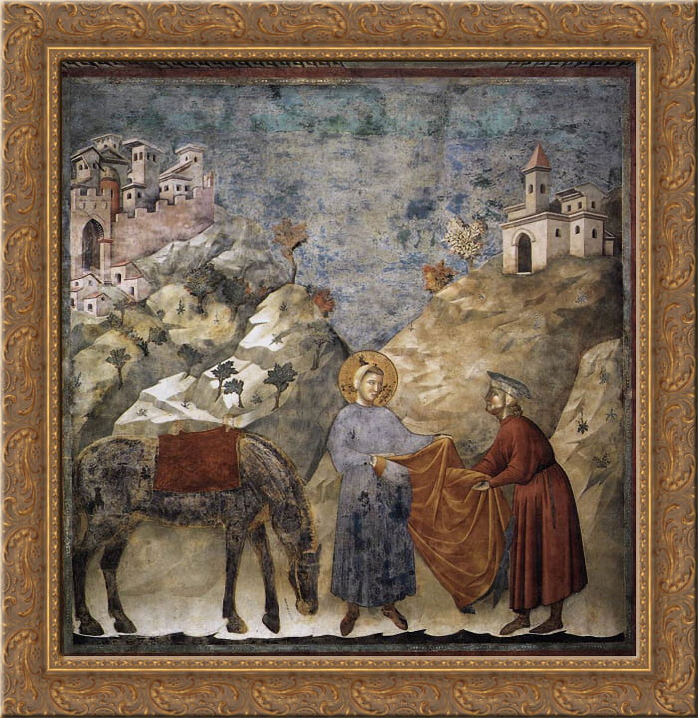 St. Francis Giving his Mantle to a Poor Man 20x20 Gold Ornate Wood ...