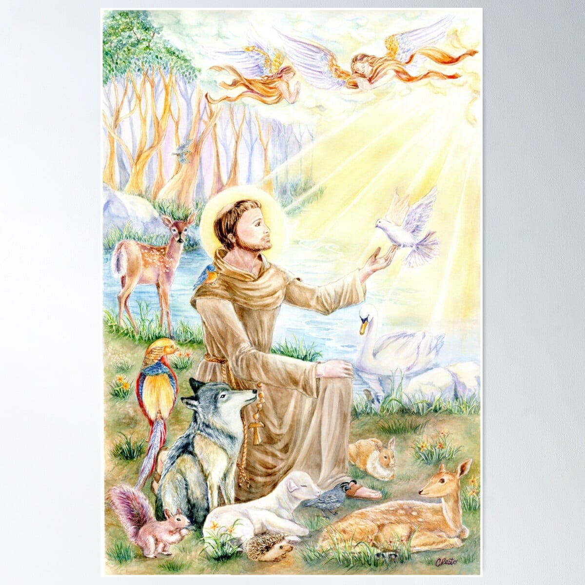 St. Francis Of Assisi Poster Wall Art, Modern Wall Decor For Living ...