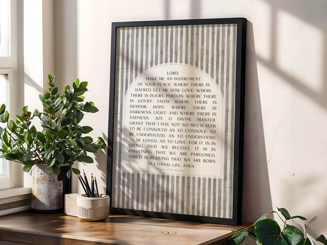 St. Francis Prayer Poster Christian Faith Quote Wall Art for Gentle and ...