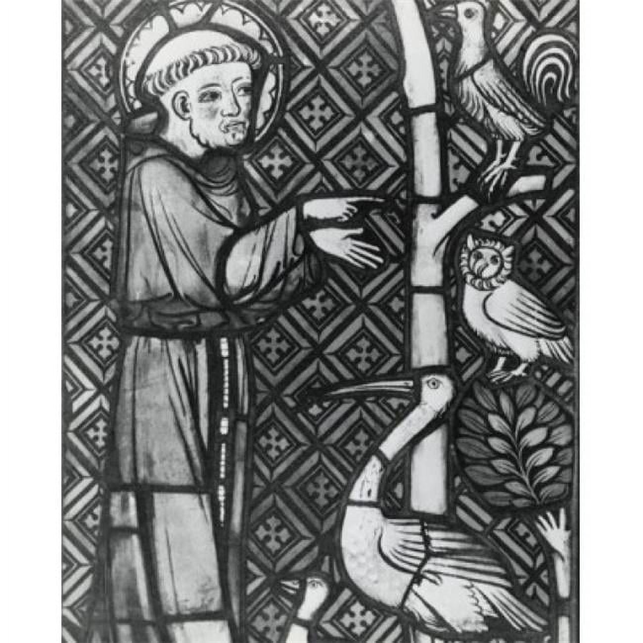 St. Francis Preaching to the Birds 14th C. Stained Glass Poster Print ...