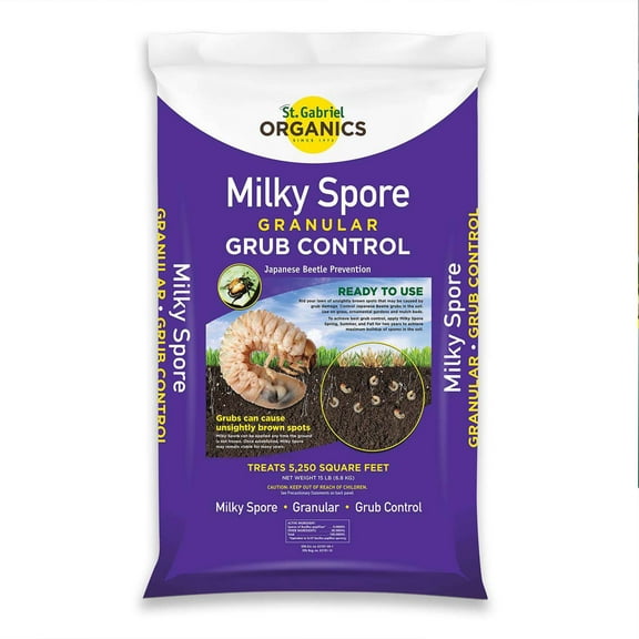 St. Gabriel Organics 80015-4 Milky Spore Grub Control Spreader Mix, 15 ...