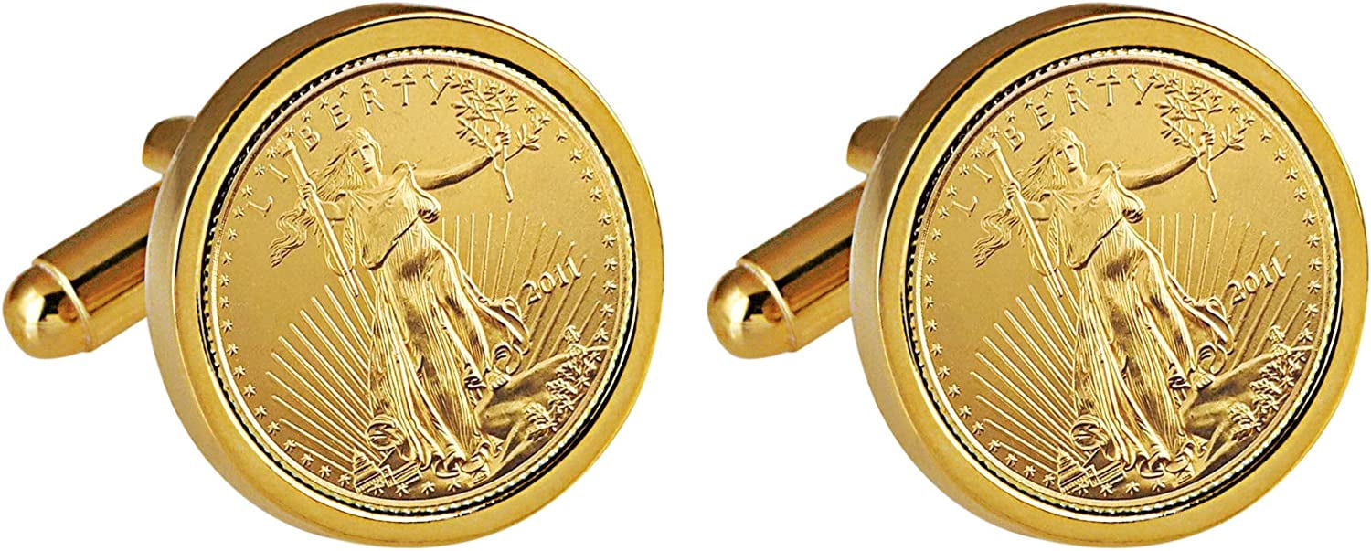 St Gaudens Design Gold Layered Replica American Eagle Coin Cufflinks ...