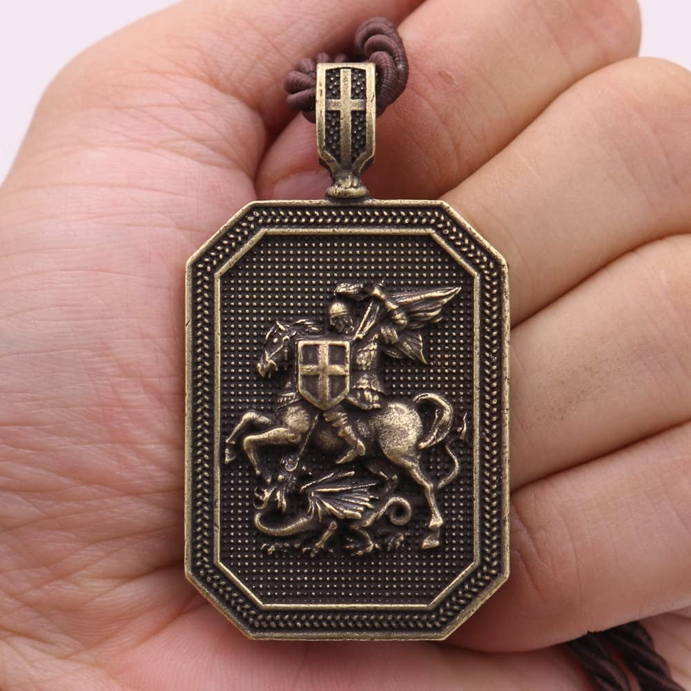 St. George Protect Me,Shield and Sword Saint Prayer Religious Necklace ...