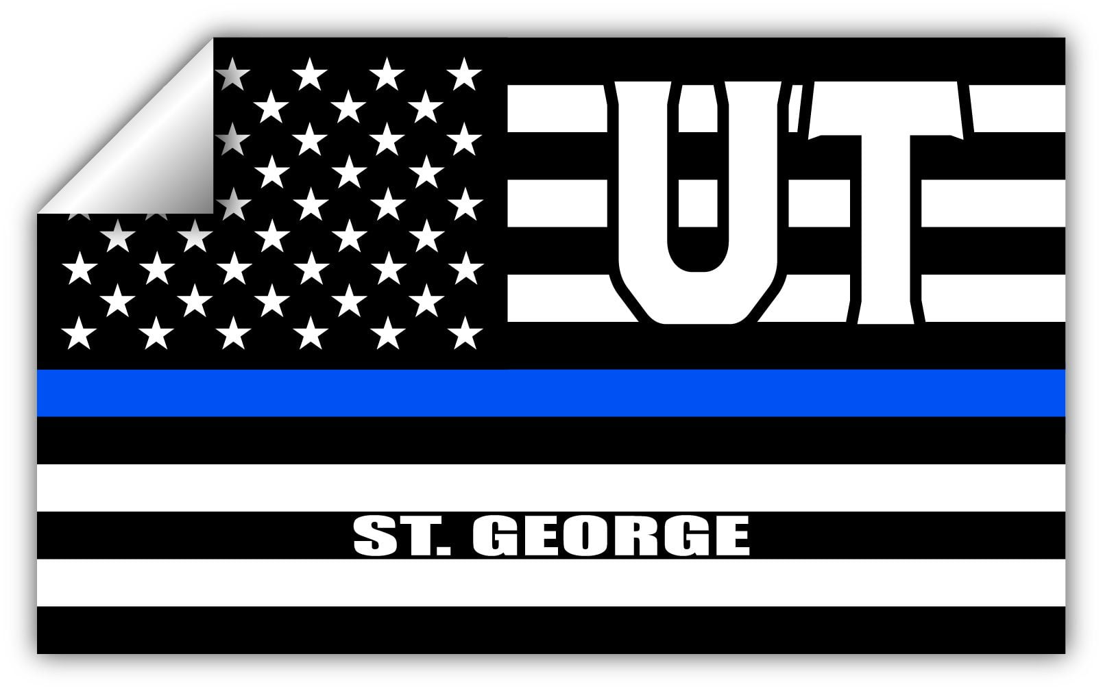 St. George UT Utah Washington County Thin Blue Line Stealthy USA Flag ...