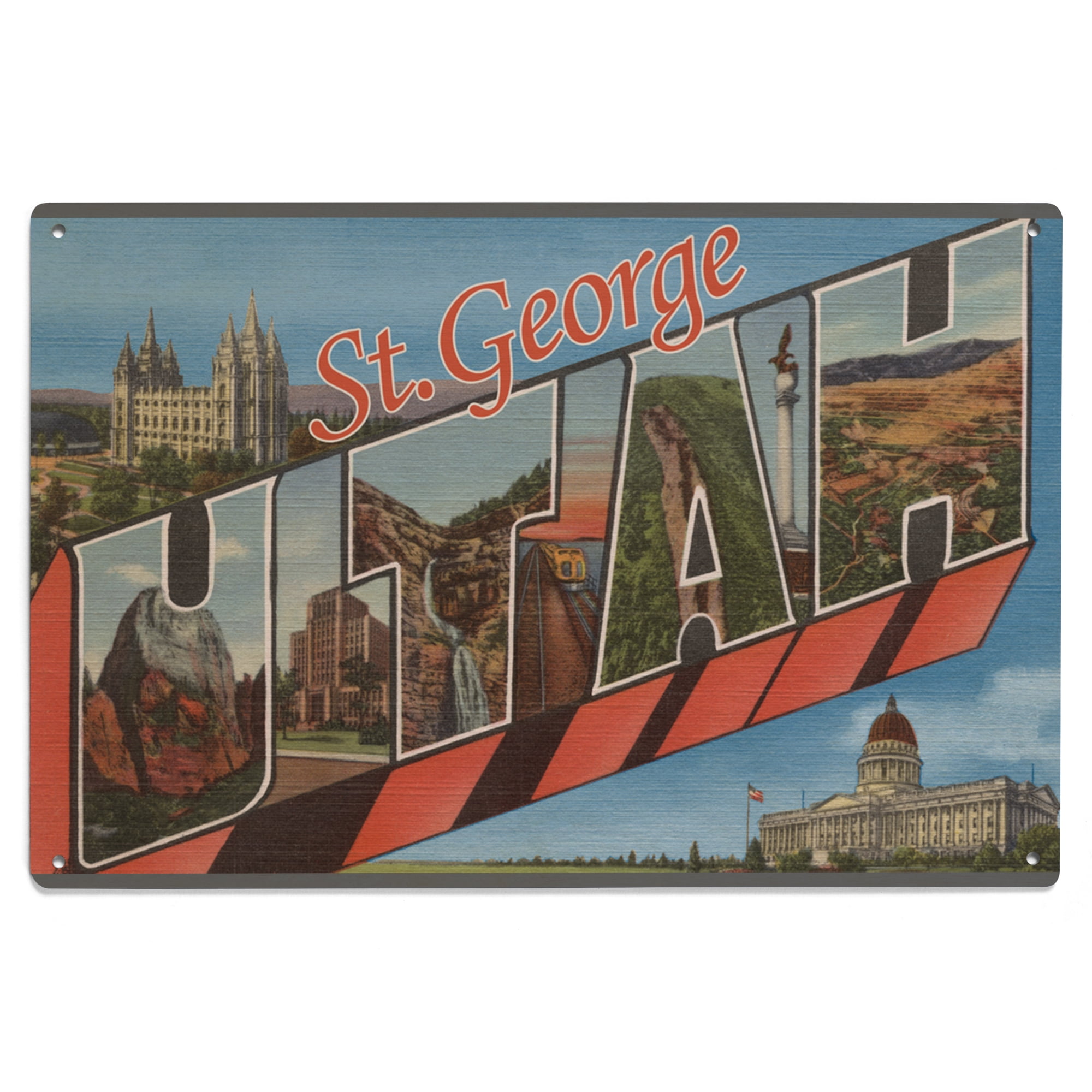 St. George, Utah, Large Letter Scenes Birch Wood Wall Sign (6x9 Rustic ...