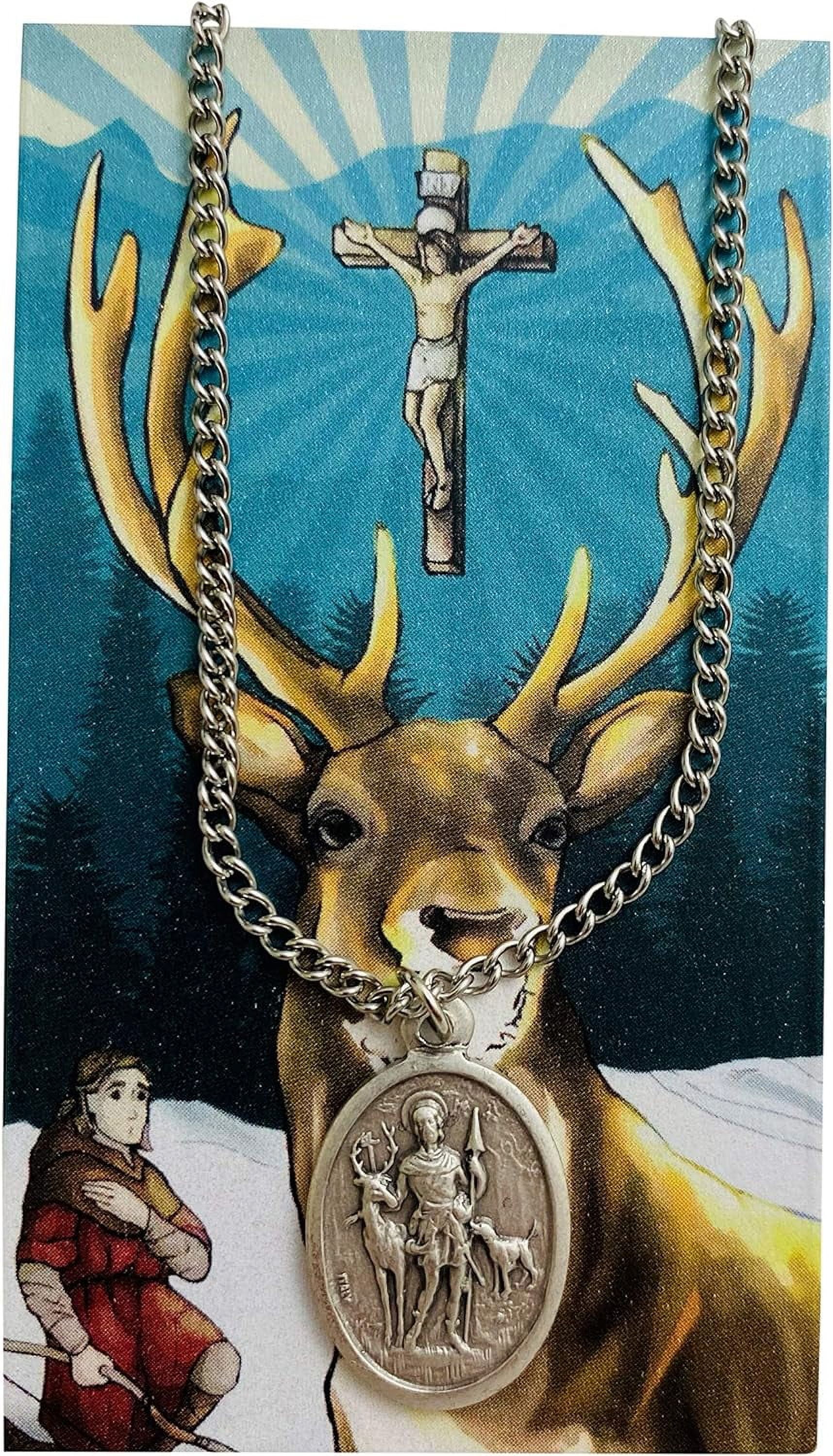 St Hubert Patron Saint of s Set Medal with Stainless Steel Chain Holy ...