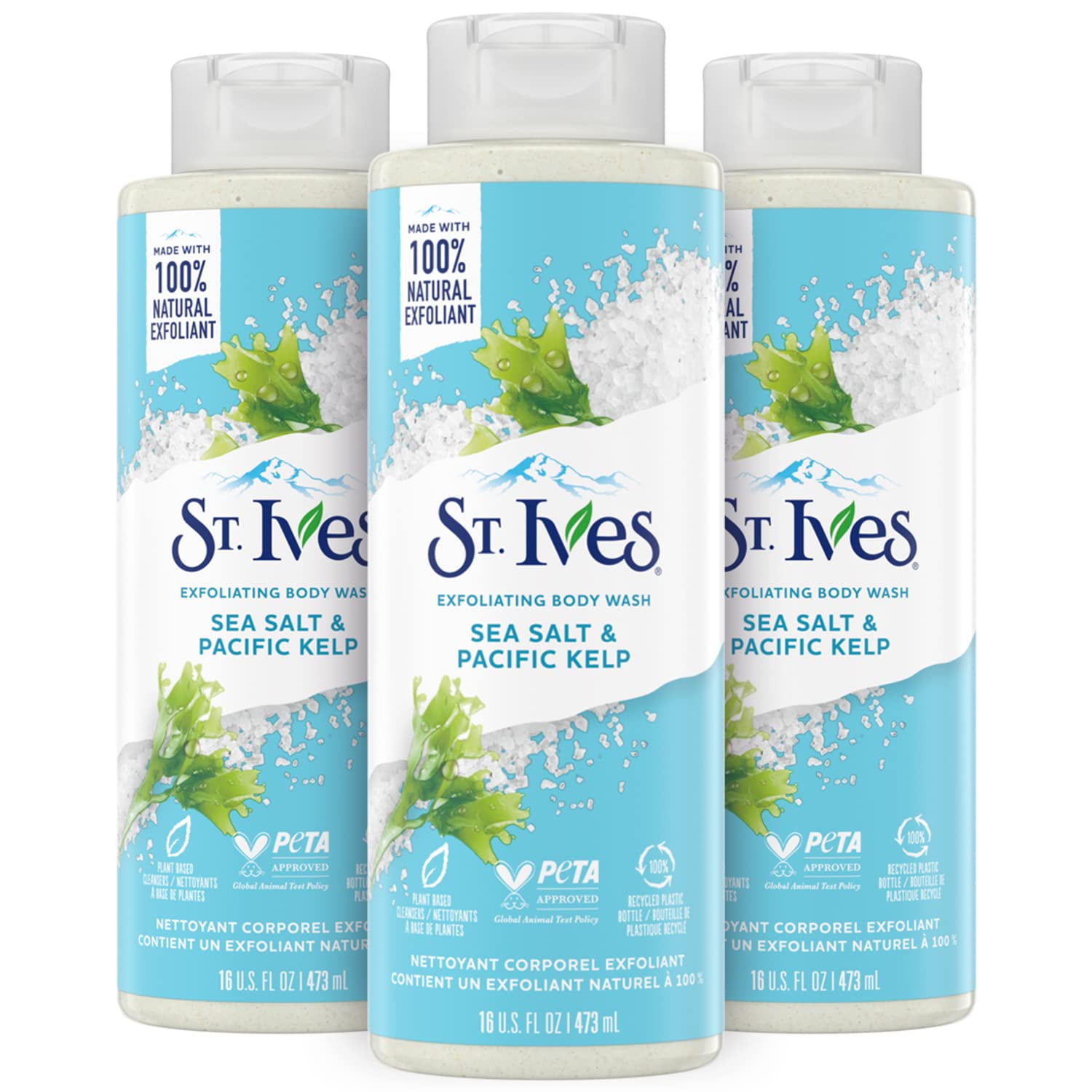 St. Ives Exfoliating Body Wash - Sea Salt & Pacific Kelp Scrub, Natural ...