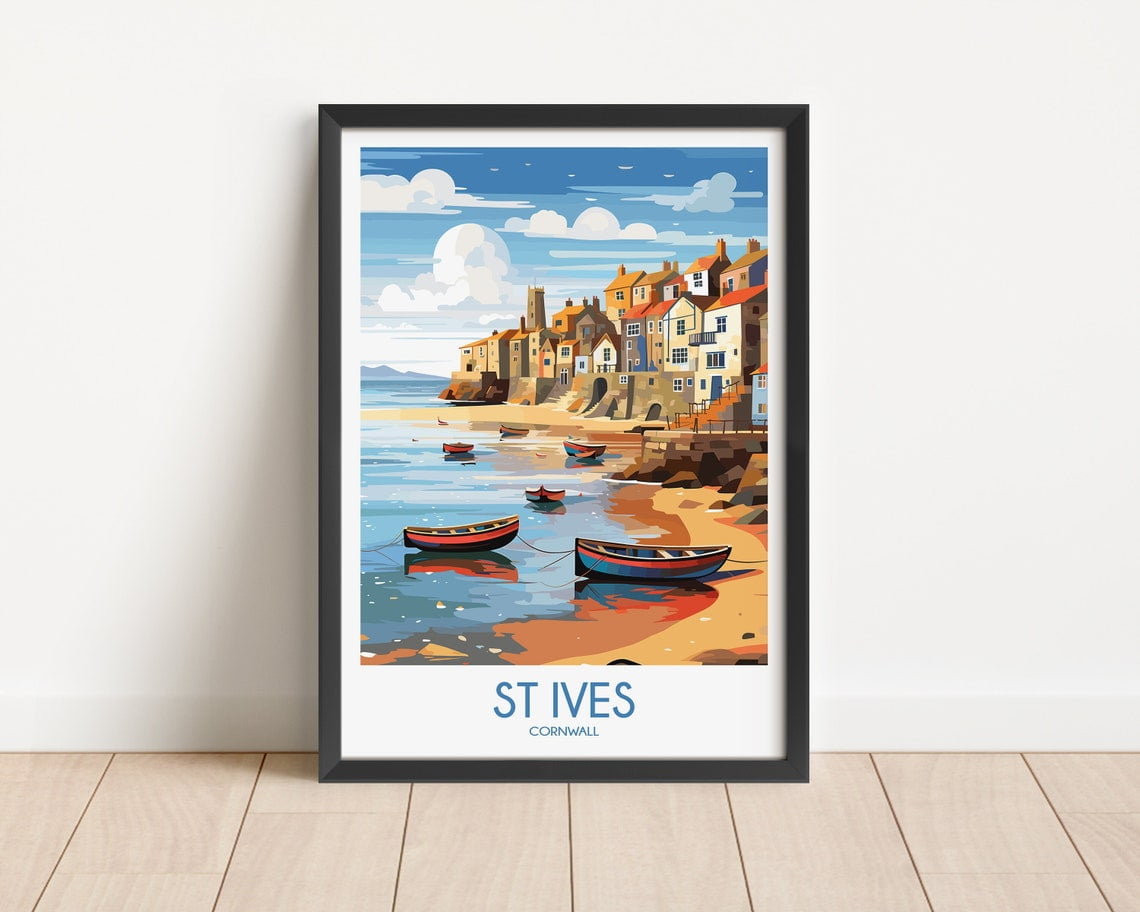 St Ives Poster Cornwall Scenic Coast Art Print, Unframed Poster Size ...