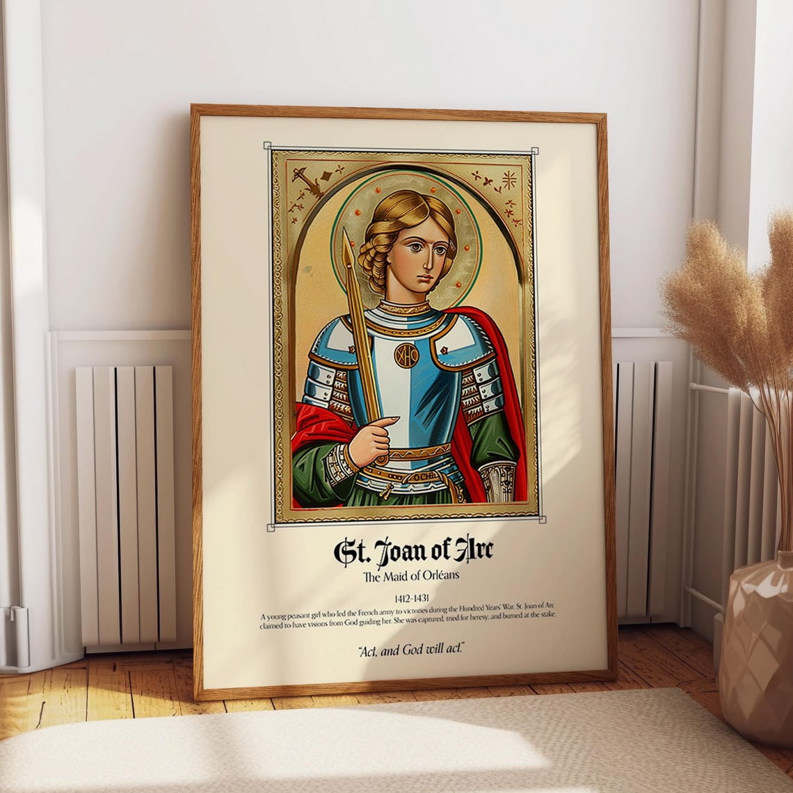 St. Joan Of Arc Religious Wall Art – French Female Saint Poster ...