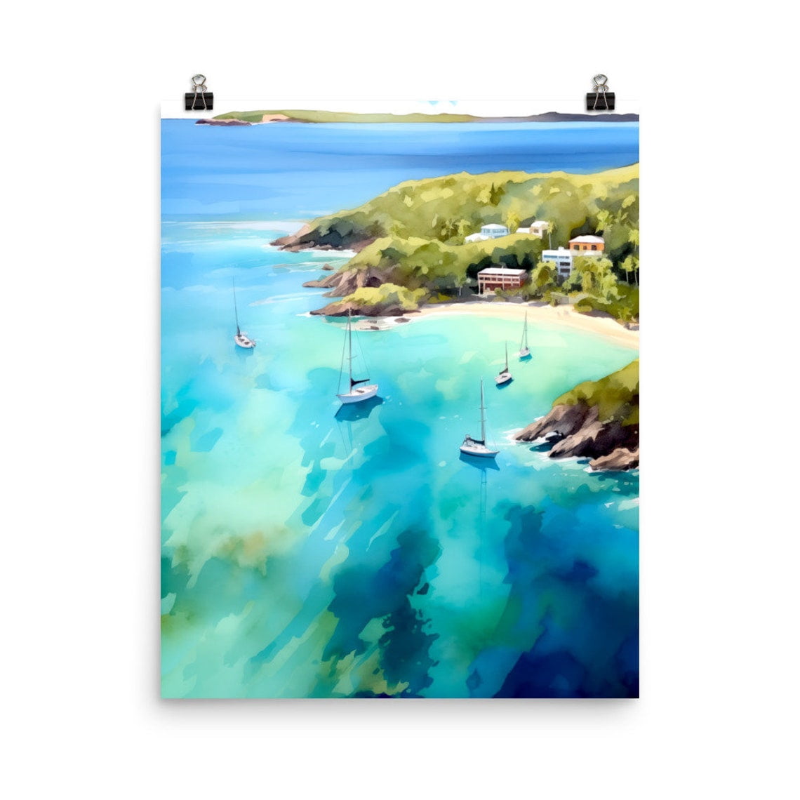 St, John Print, Turquoise Seascape Us Virgin Islands Art, Caribbean ...