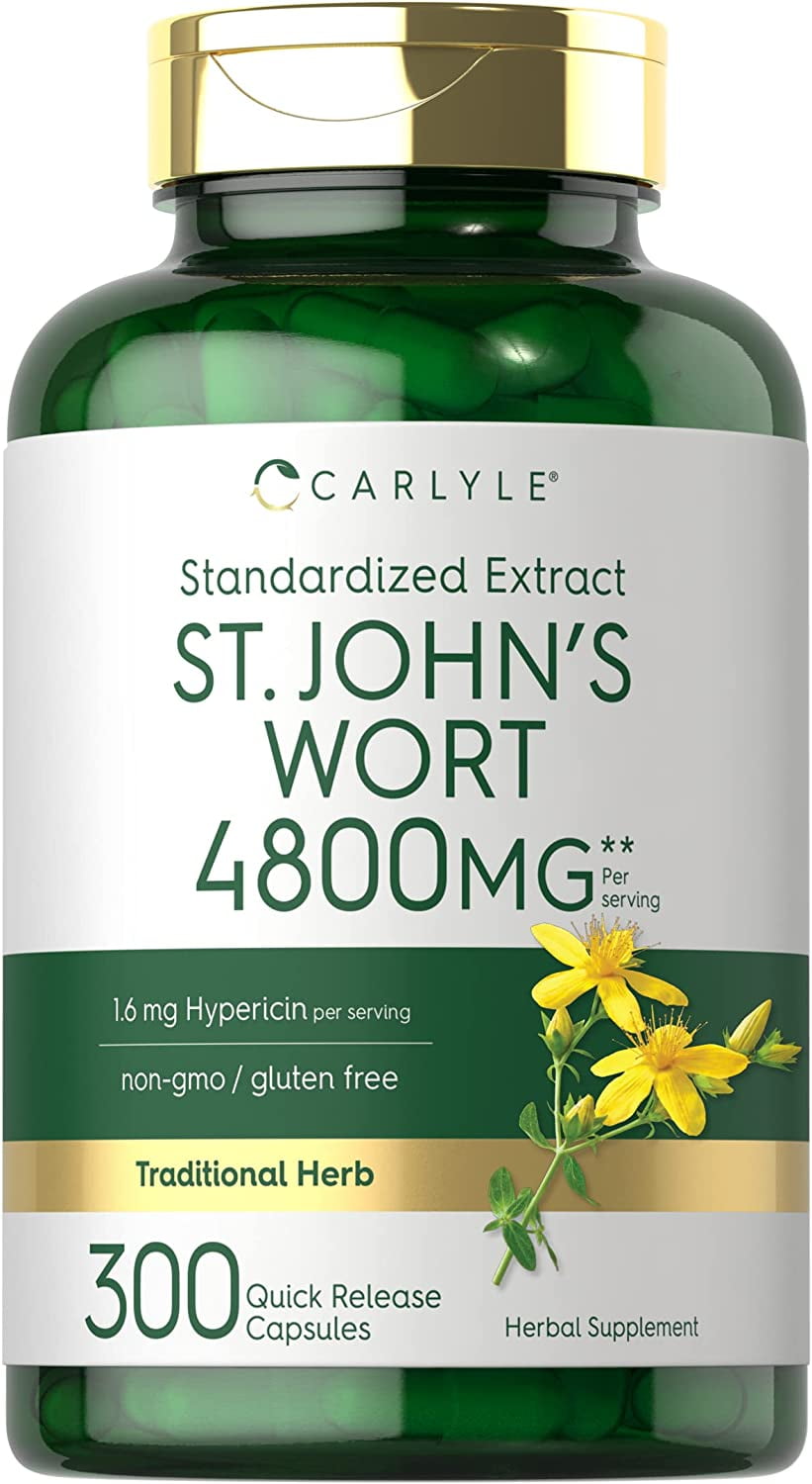 Carlyle St John's Wort Extract, 4800mg, 300 Capsules, Herbal ...
