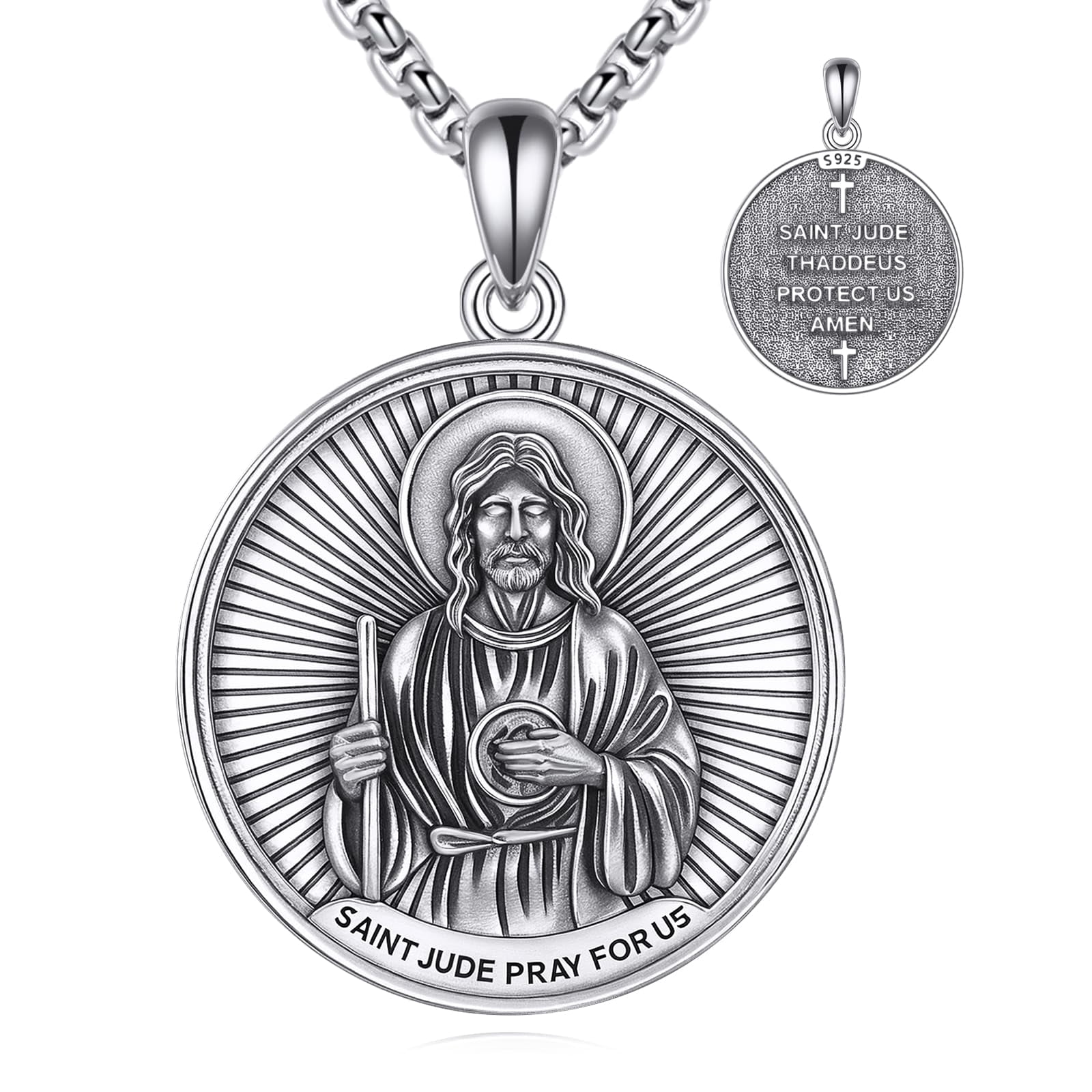 St Jude Thaddeus Necklace 925 Sterling Silver Saint Jude Pendants ...