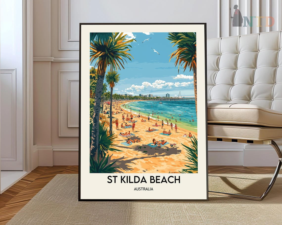 St Kilda Beach Print, St Kilda Beach Wall Art, St Kilda Beach Poster ...