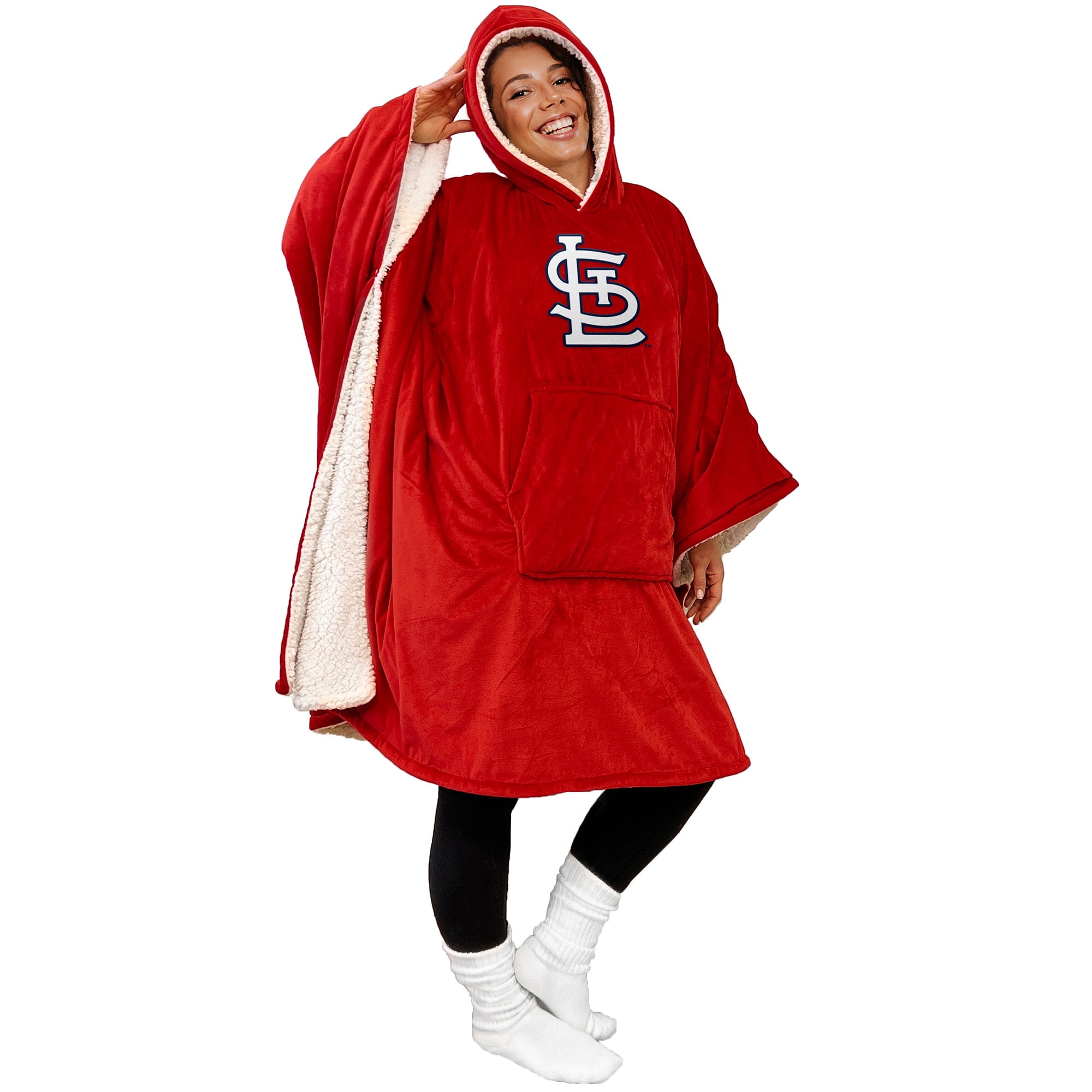 St. Louis Cardinals 60" x 80" Logo Patch Team Color Bloncho with Sherpa ...