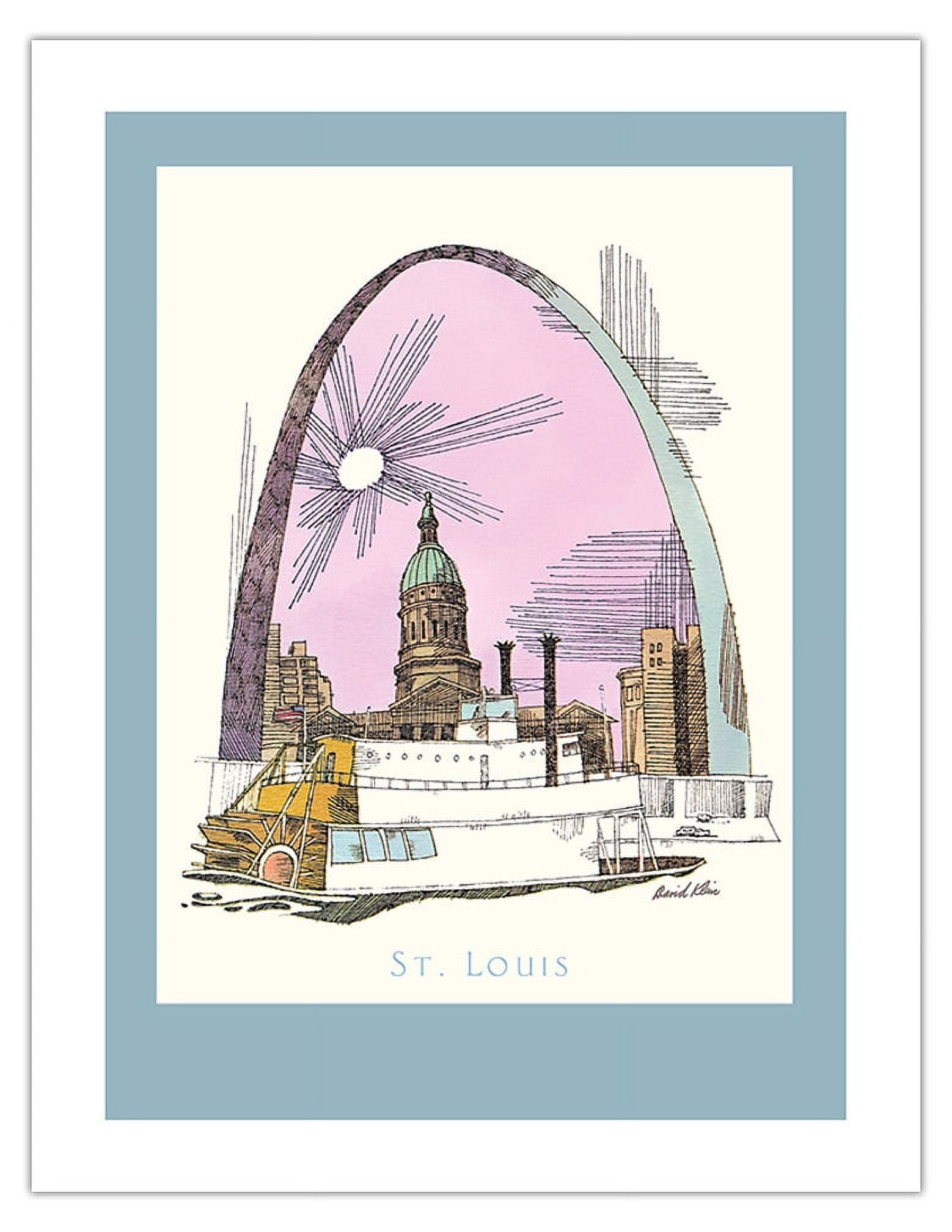 St. Louis Missouri - Gateway Arch - Vintage Airline Travel Poster by David Klein c.1960 - Bamboo ...