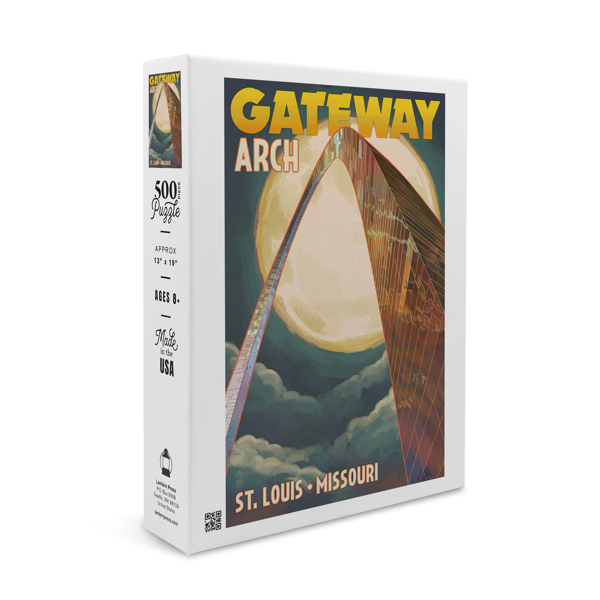 St. Louis, Missouri, Gateway Arch and Moon (19x27 inches, Premium 500 ...