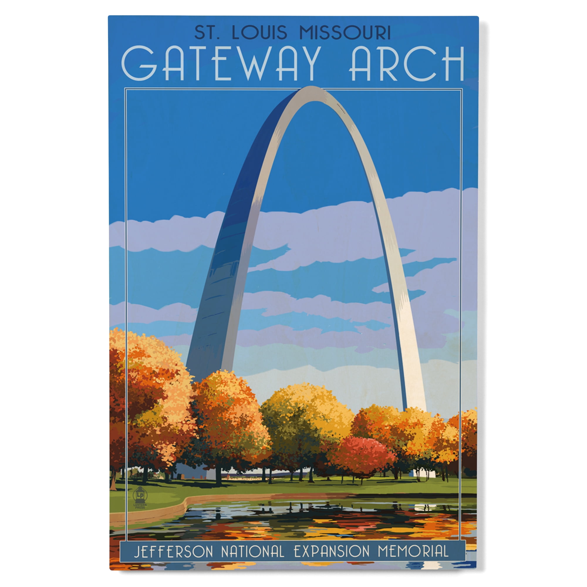 St. Louis, Missouri, Gateway Arch in Fall Birch Wood Wall Sign (12x18 ...