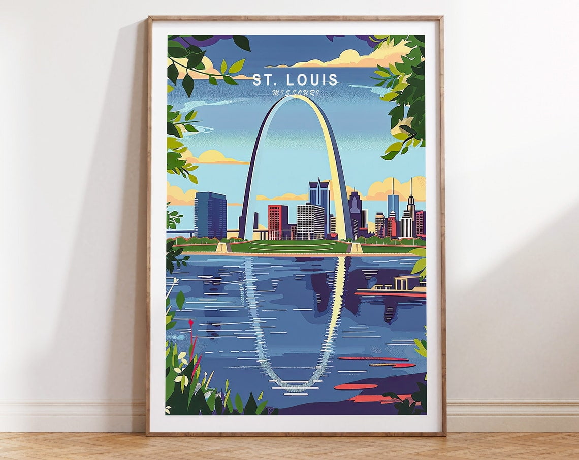St. Louis Poster, Missouri St. Louis Travel Wall Art, The Gateway Arch ...