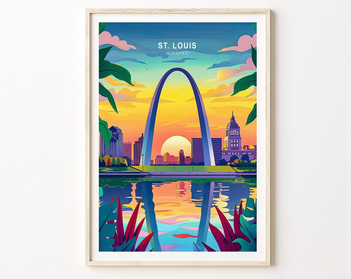 St. Louis Print, Missouri Wall Art, St. Louis Missouri Sunset Poster ...