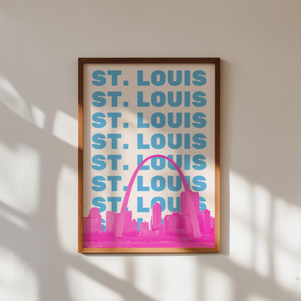 St Louis Print Missouri Wall Art St Louis Skyline Pink Blue Mo Travel ...