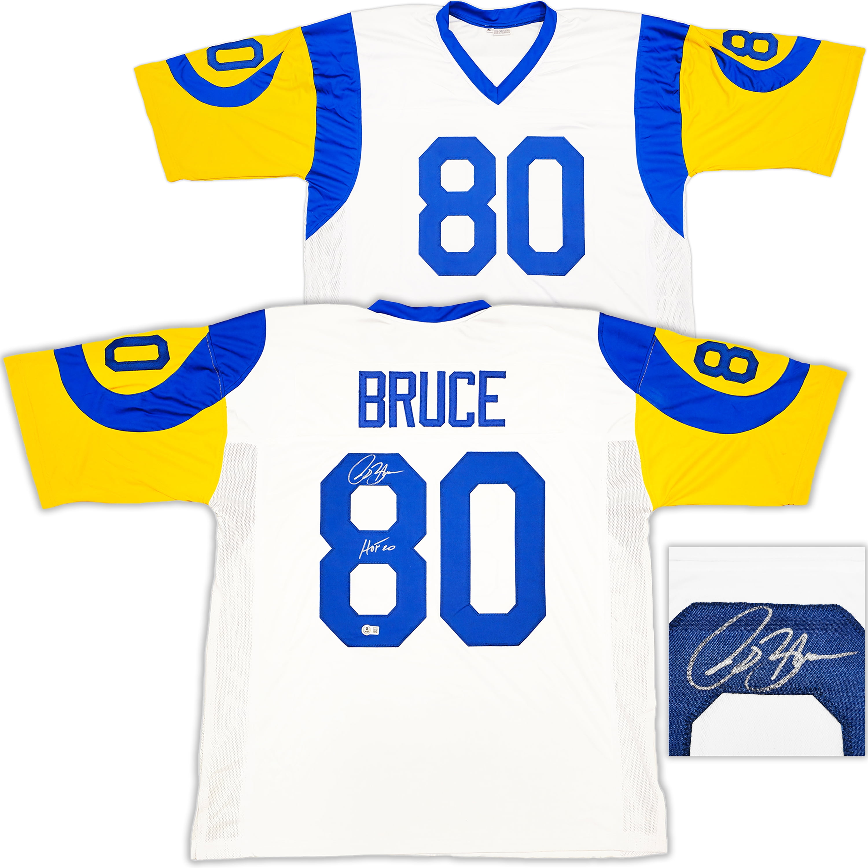St. Louis Rams Isaac Bruce Autographed White Jersey "HOF 20" Beckett ...
