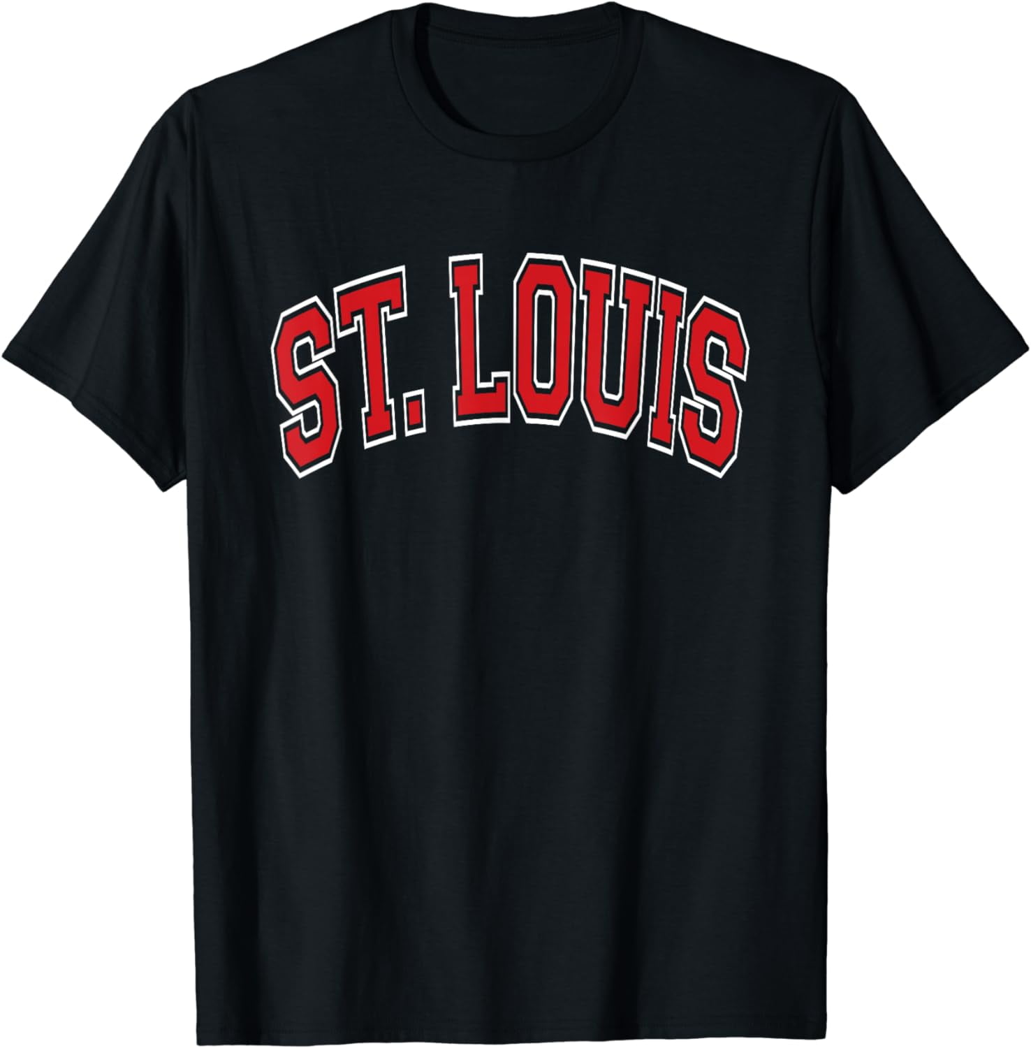 St. Louis Text Red with White Outline T-Shirt - Walmart.com