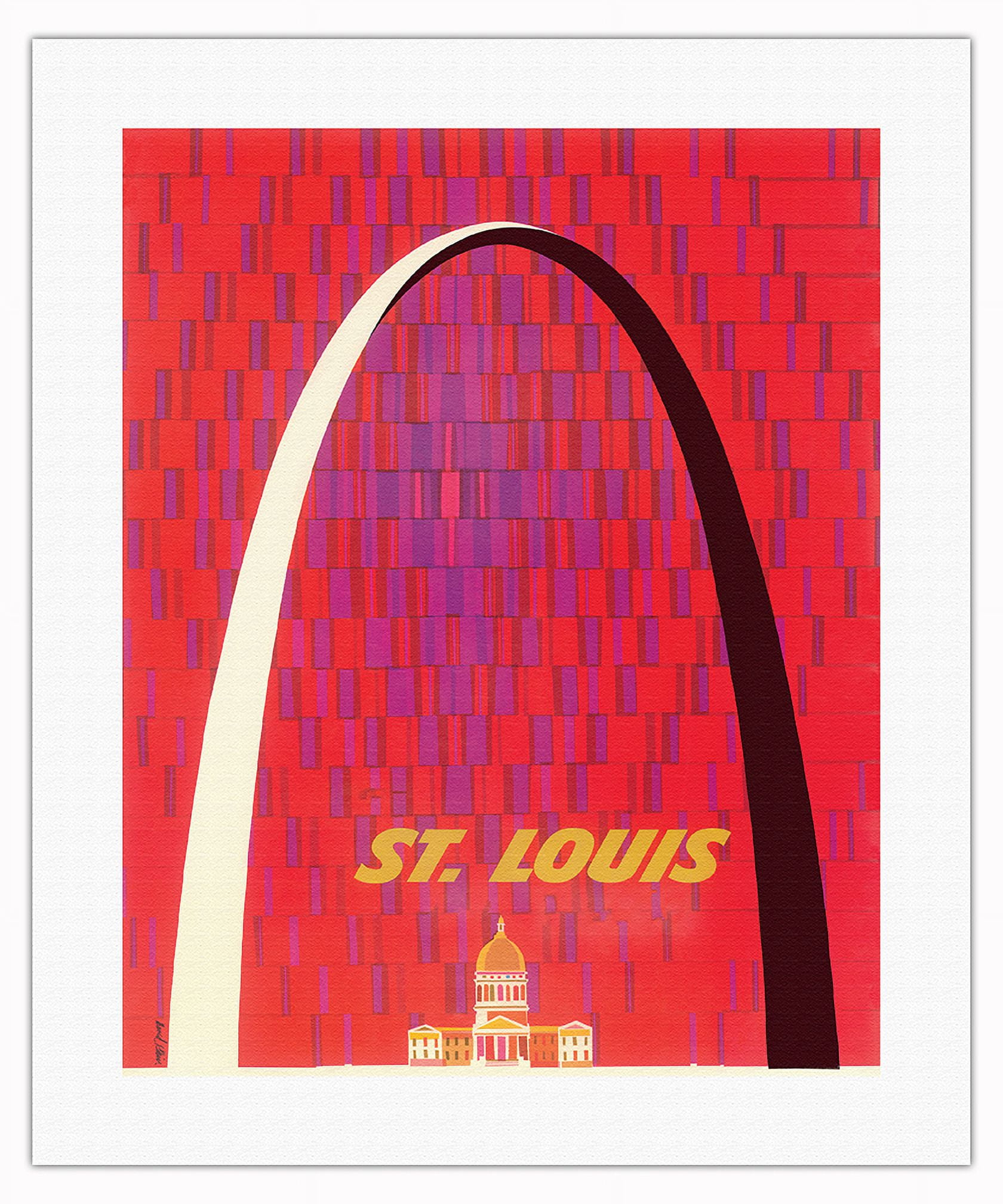 St. Louis- The Gateway Arch Monument - Vintage Travel Poster by David ...