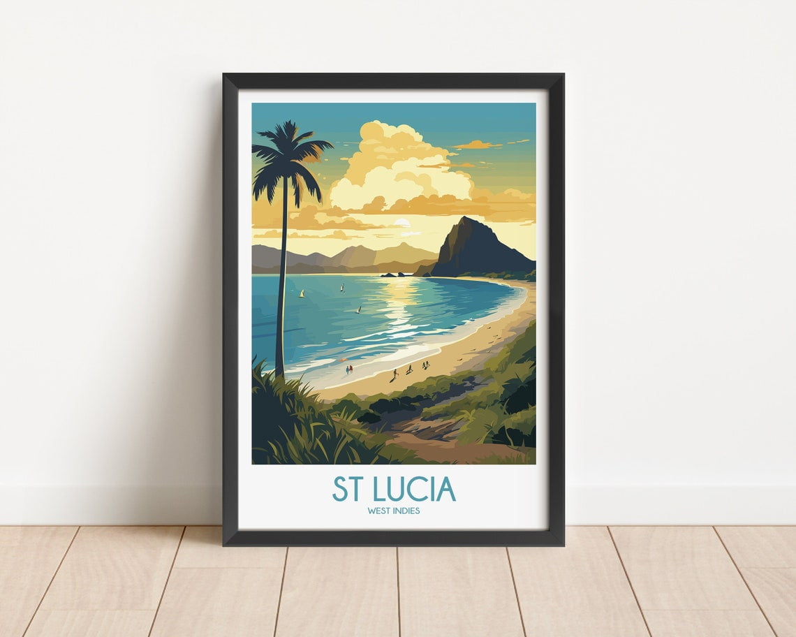 St Lucia Poster West Indies Scenic Island Art Print, Unframed Poster ...