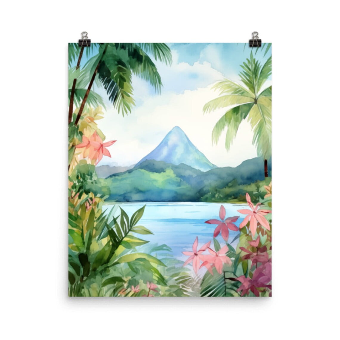 St, Lucia Print, Tropical Island Landscape Art, Caribbean Coastal ...