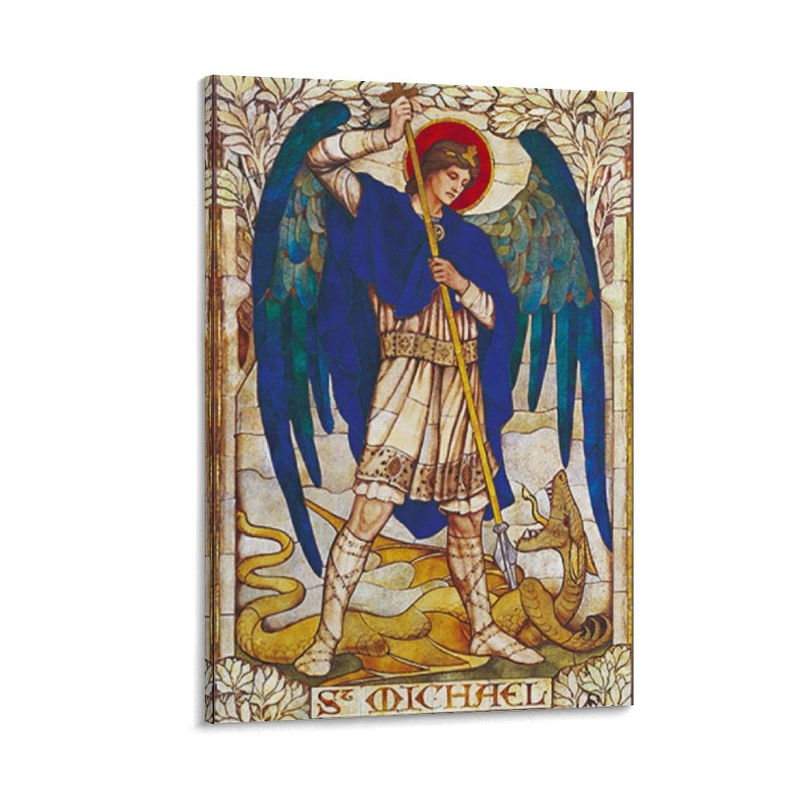 St MIchael The Archangel Angel Saint Canvas Wall Art Poster Decorative Bedroom Modern Home Print ...