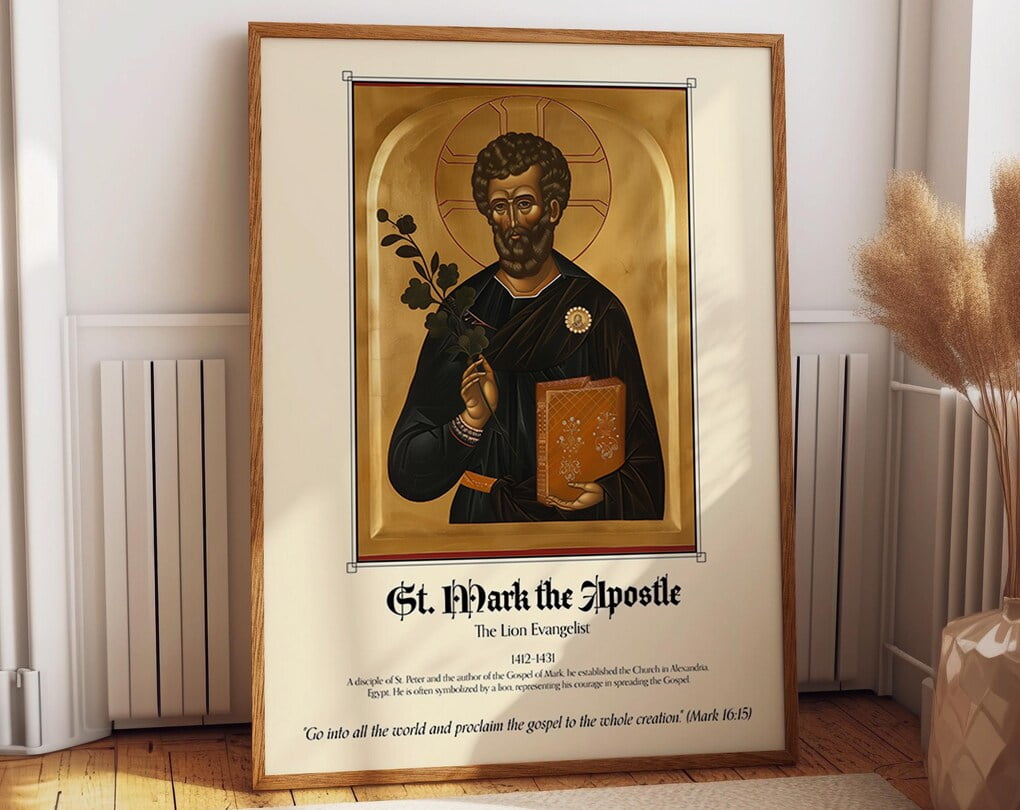 St. Mark The Apostle Wall Art – Evangelist Gospel Writer Religious Poster – Christian Missionary ...