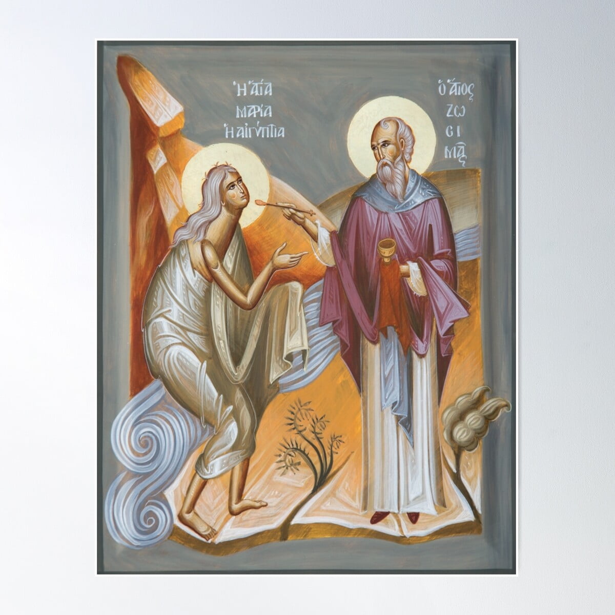 St Mary Of Egypt And St Zosimas Poster Wall Art, Modern Wall Decor For ...