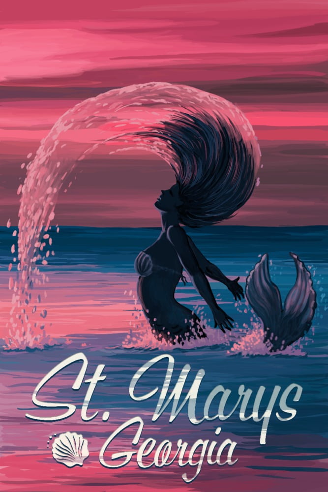 St. Marys, Georgia, Mermaid Silhouette (16x24 Giclee Gallery Art Print ...