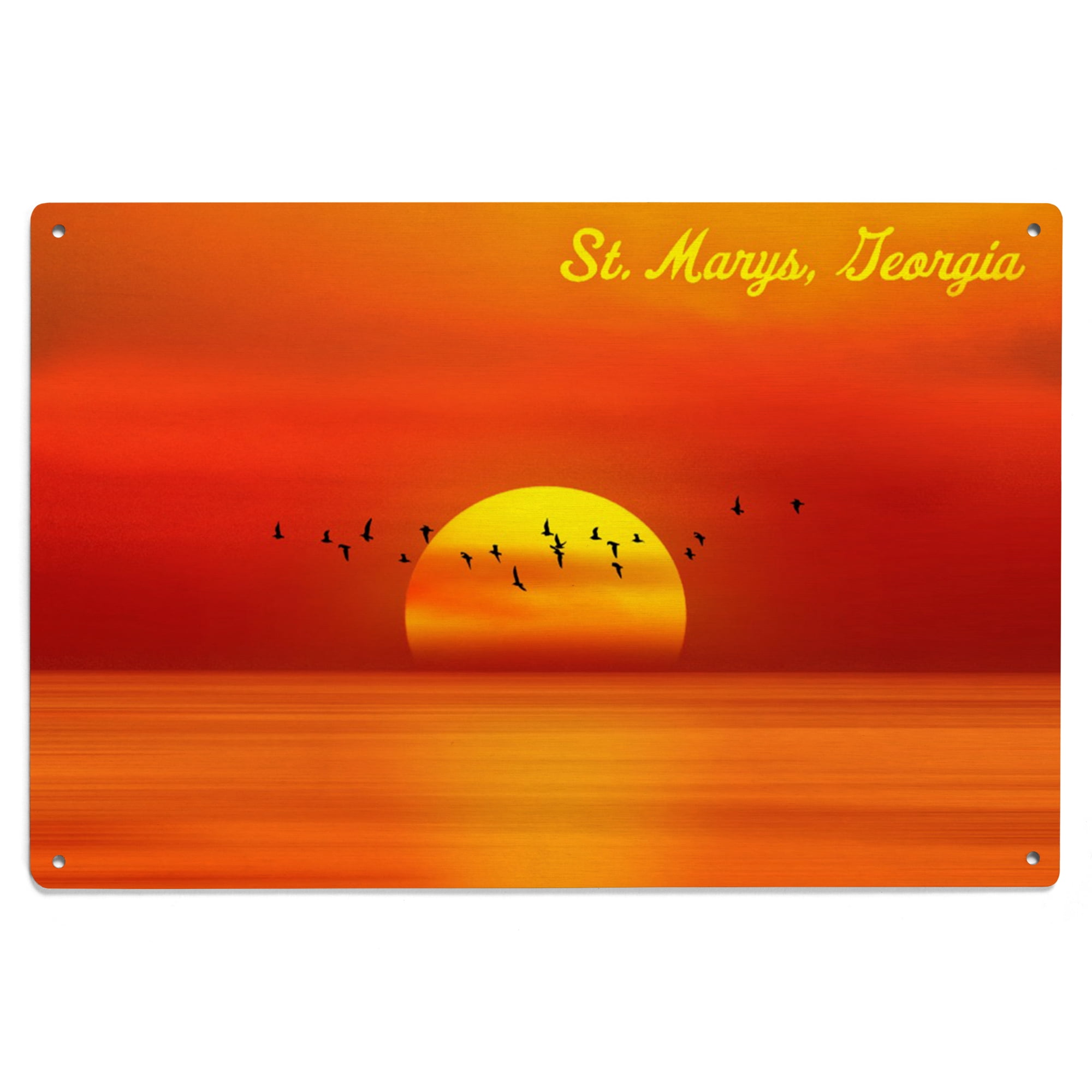 St. Marys, Georgia, Sunset over Ocean Birch Wood Wall Sign (6x9 Rustic ...