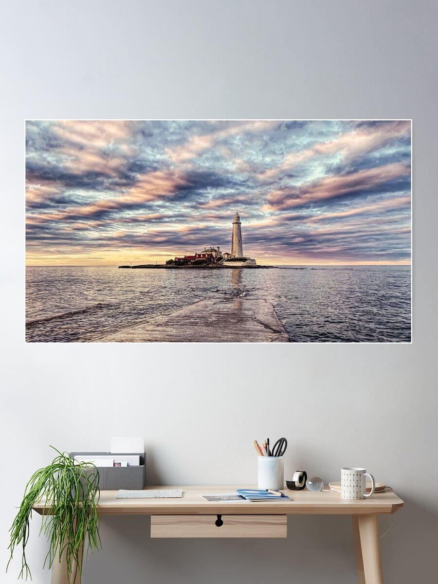 St Marys Lighthouse Poster Wall Art, Modern Wall Decor For Living Room ...