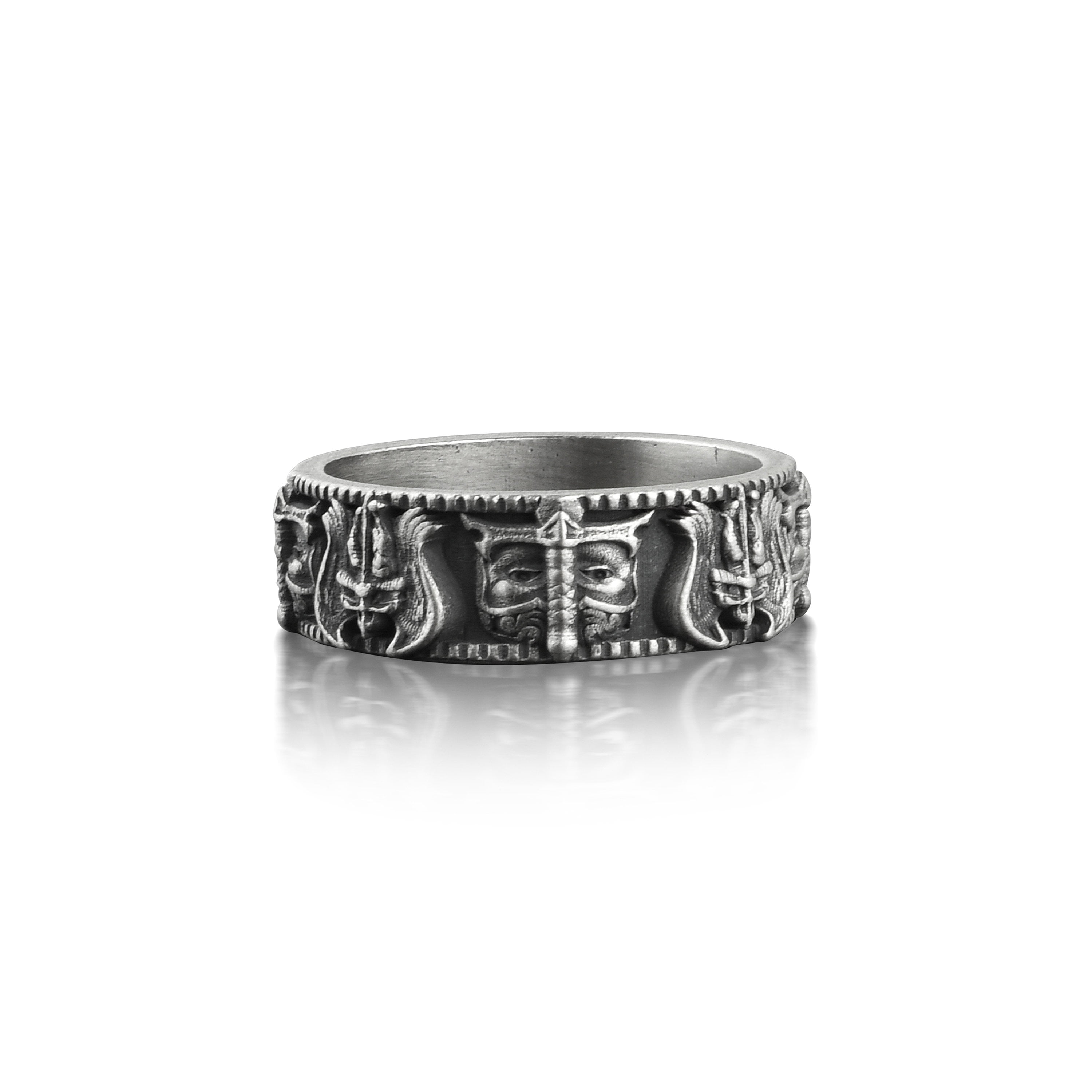 St Michael Oxidized Silver Mens Ring, Archangel Saint Michael Faith ...