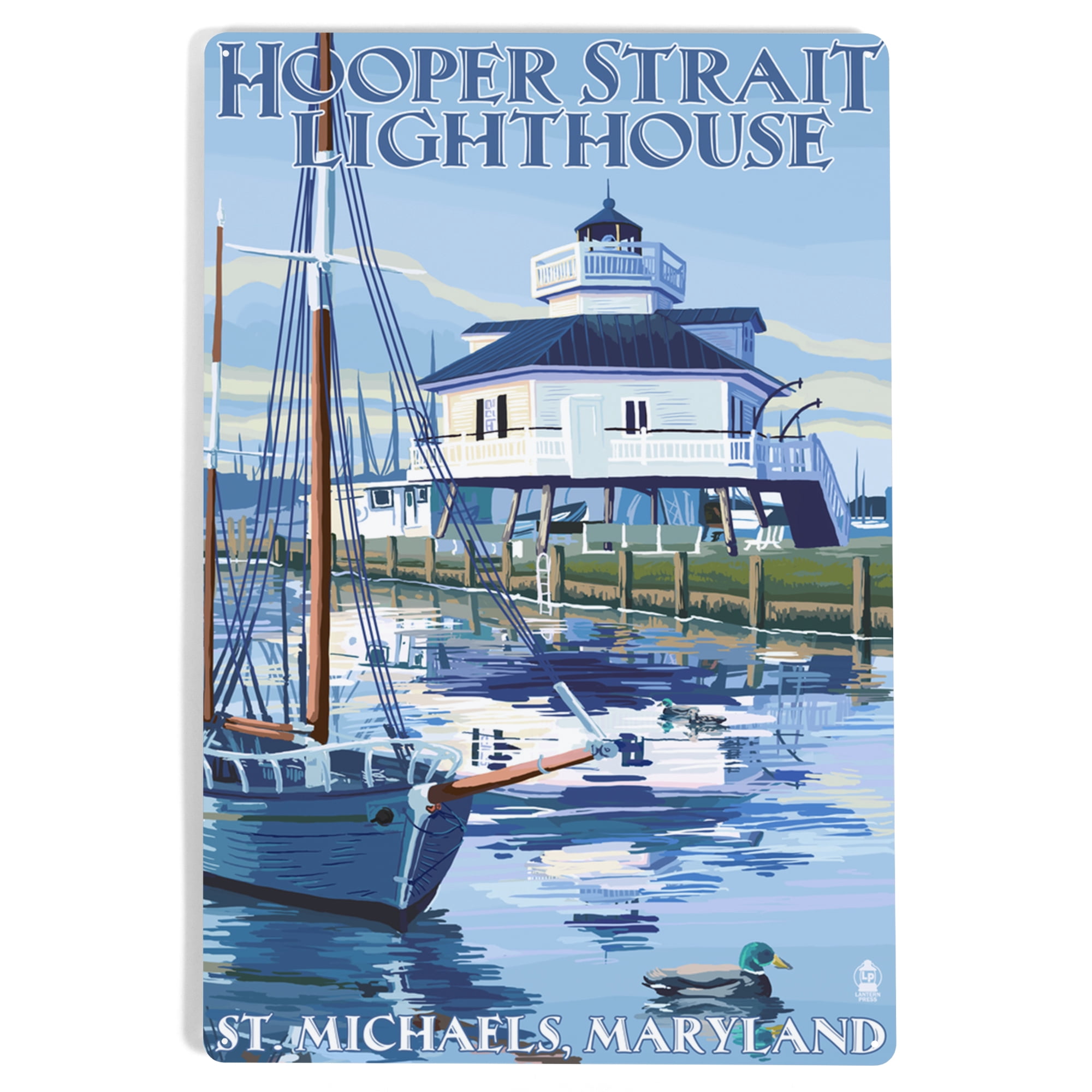 St. Michaels, Maryland, Hooper Strait Lighthouse (12x18 Aluminum Art ...