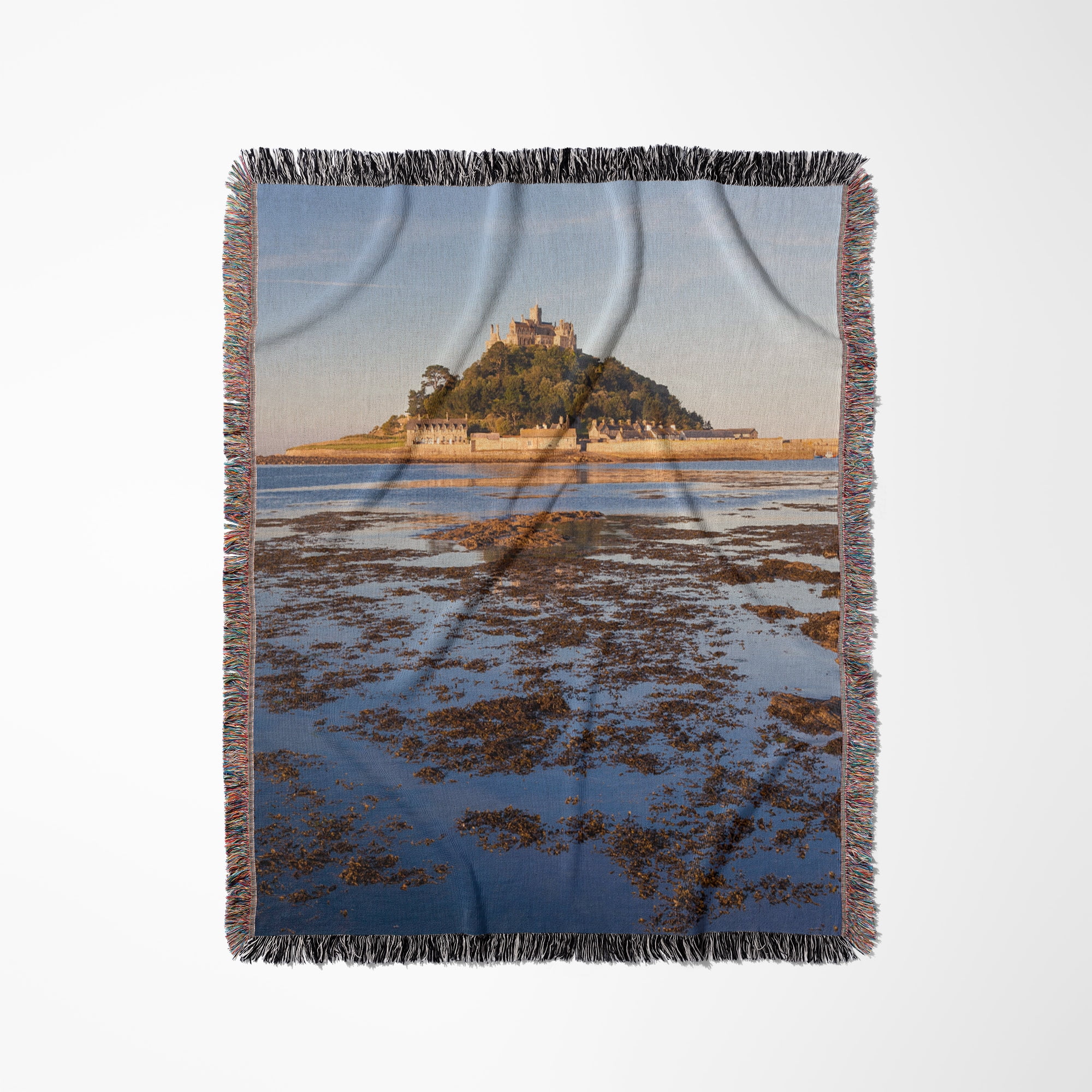 St. Michaels Mount At Dawn, Marazion, Cornwall, England, Woven Blanket ...