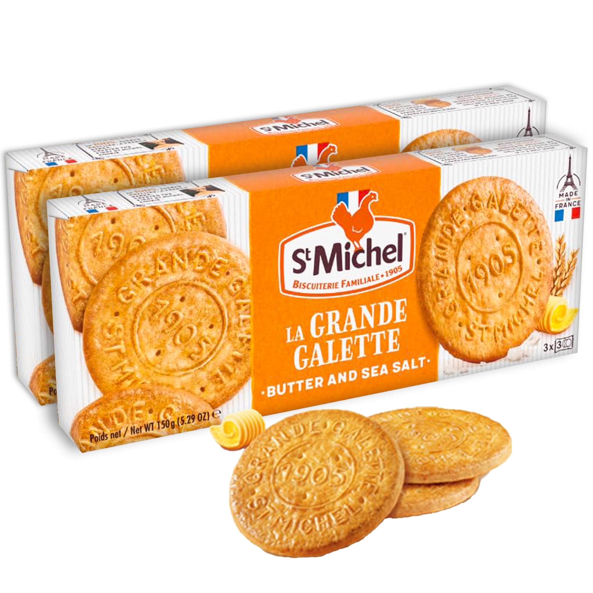 St Michel Grandes Galettes Butter Cookies Biscuits with Sea Salt 5.29oz ...
