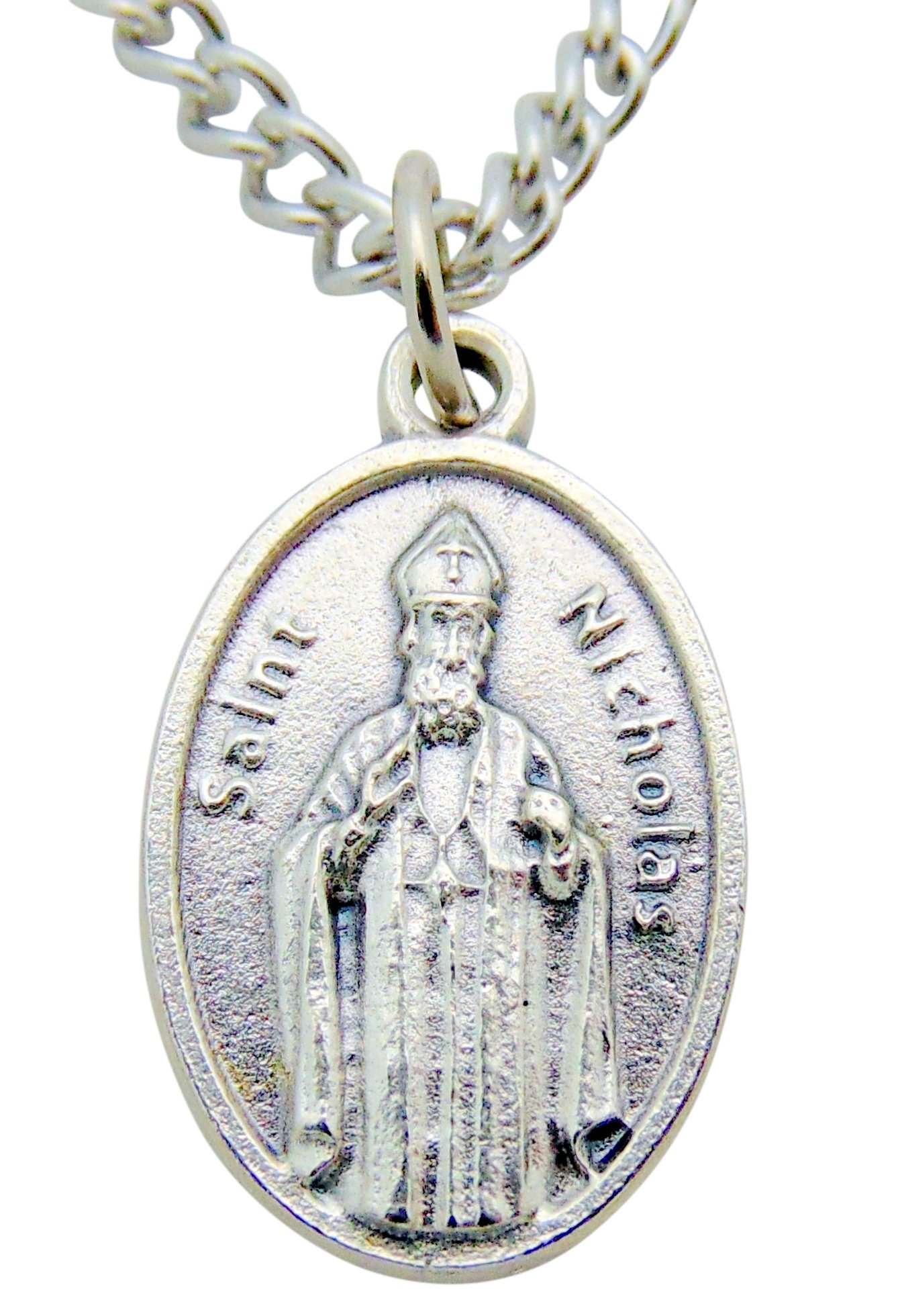 St Nicholas Christmas Saint Medal 3/4 Inch Long with Stainless Steel ...