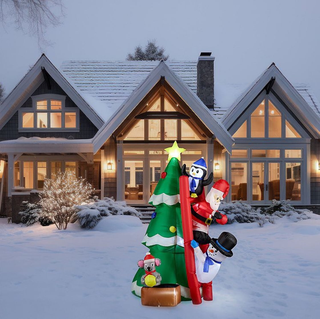 St Nicholas Square 6 Ft Christmas Inflatable Tree Climbing Santa ...