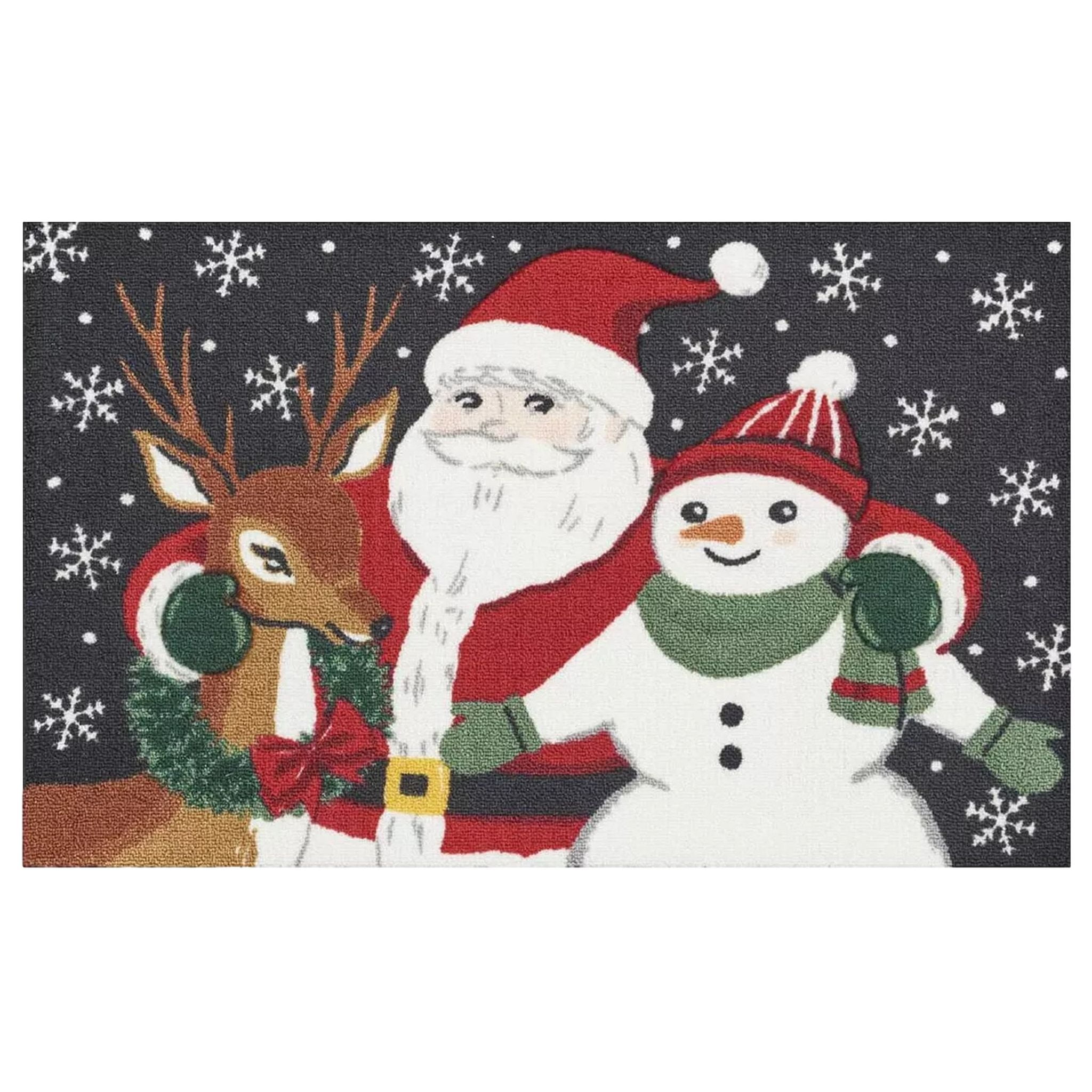 St Nicholas Square Christmas Santa & Friends Throw Rug 19x30 Non Skid ...