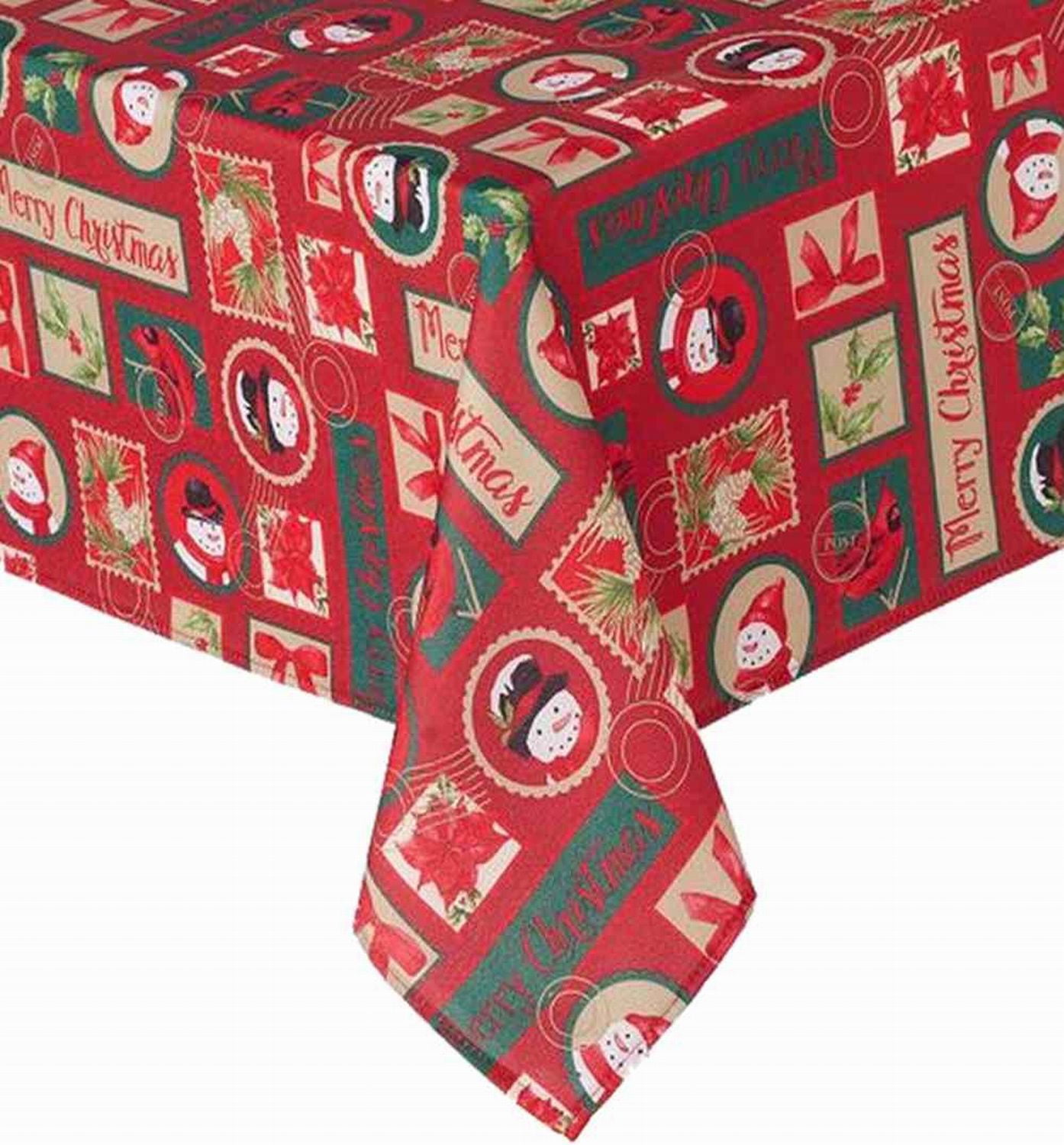 St Nicholas Square Christmas Stamp Mosaic Tablecloth Fabric Table Cloth ...