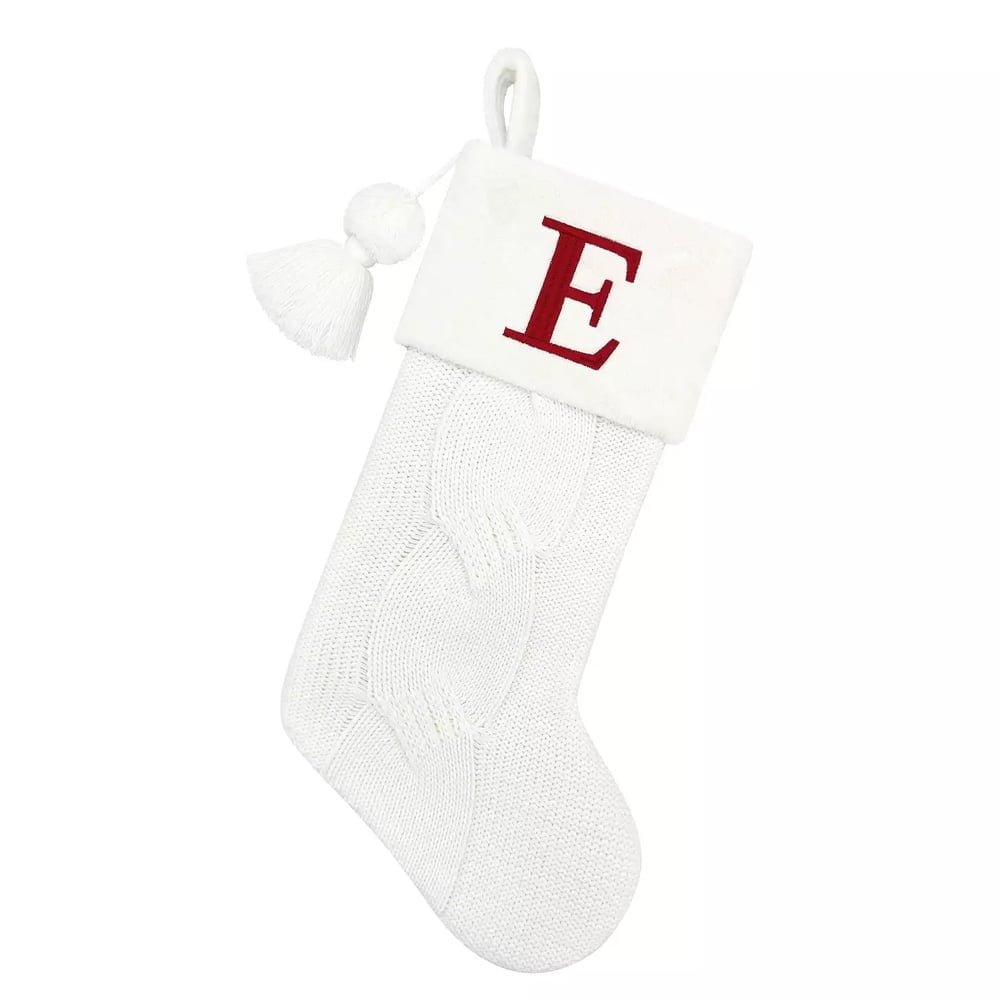 St. Nicholas Square Faux-Fur Knit Monogram Christmas Holiday Stocking ...