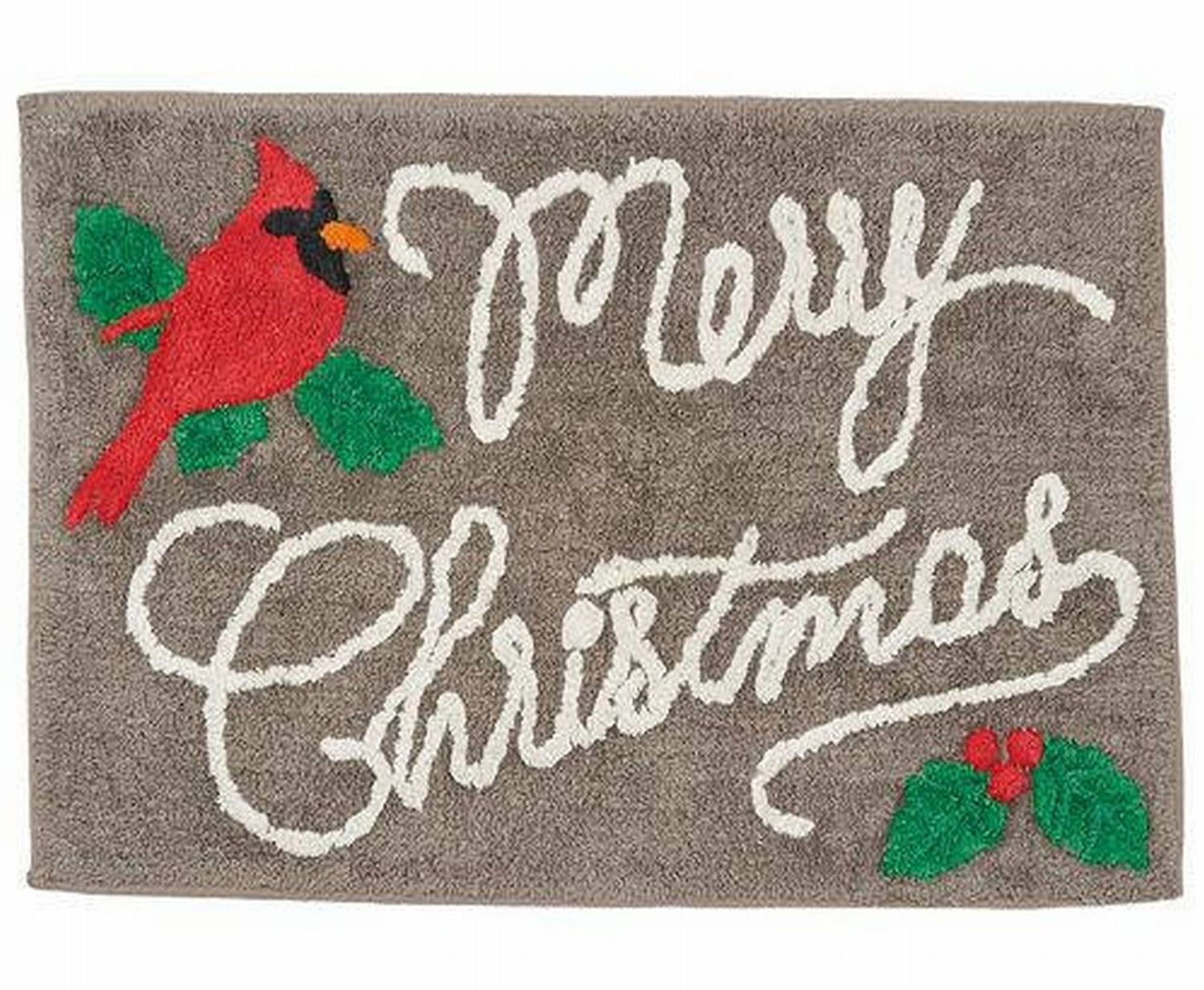 St Nicholas Square Gray Merry Christmas Cardinal Throw Rug Red 20x30 ...