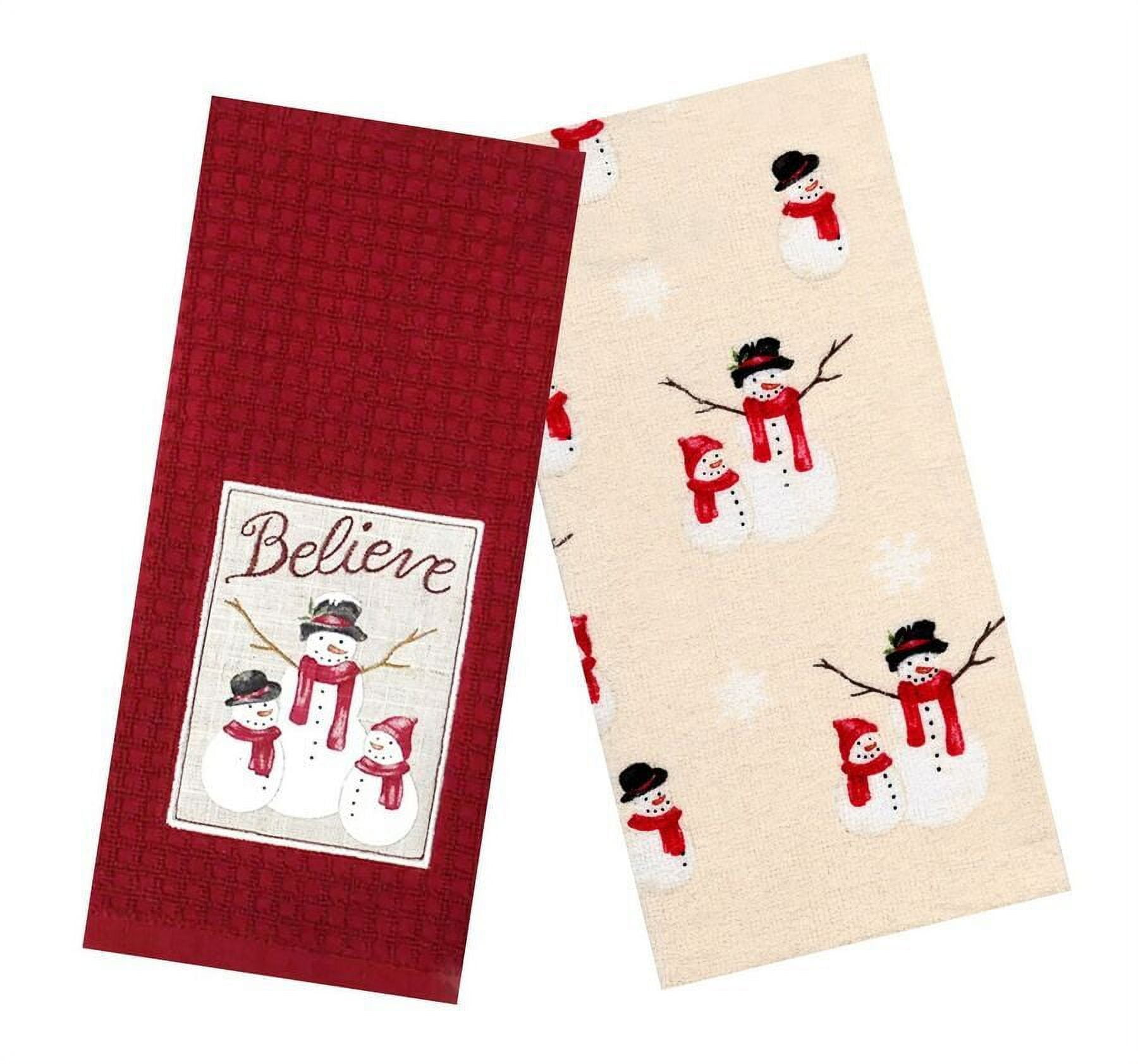 St. Nicholas Square Kitchen Towels, Waffle Snowman Design 2 Piece ...